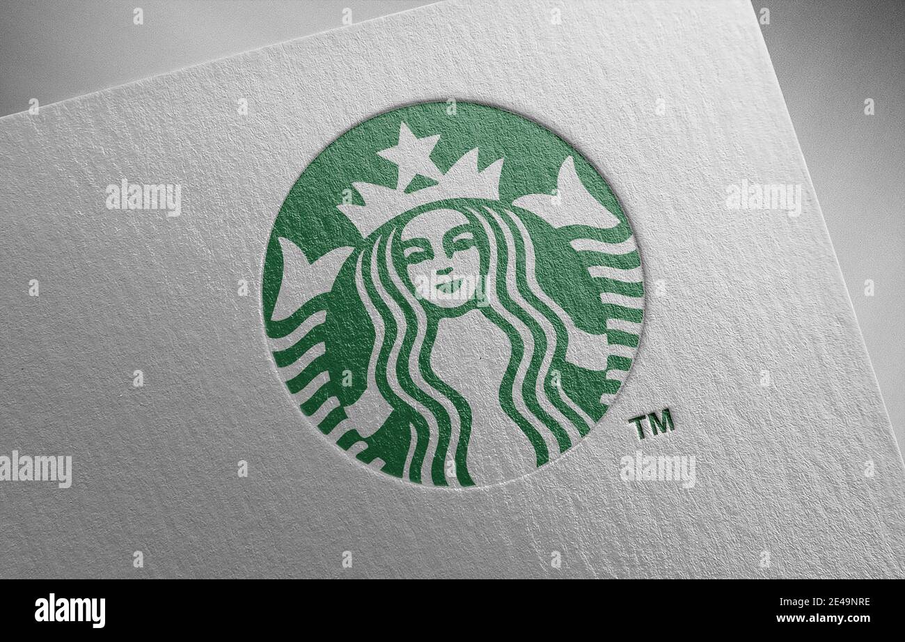 starbucks logo on paper texture illustration Stock Photo - Alamy
