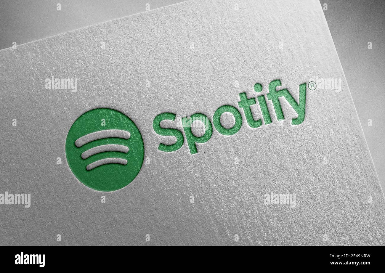 spotify logo on paper texture illustration Stock Photo - Alamy