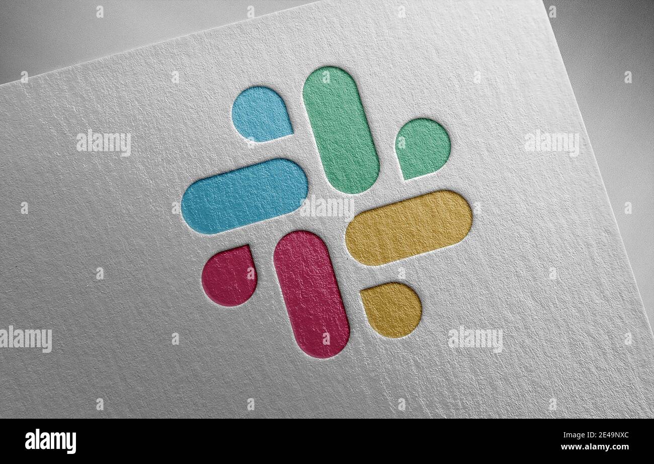 slack logo on paper texture illustration Stock Photo - Alamy
