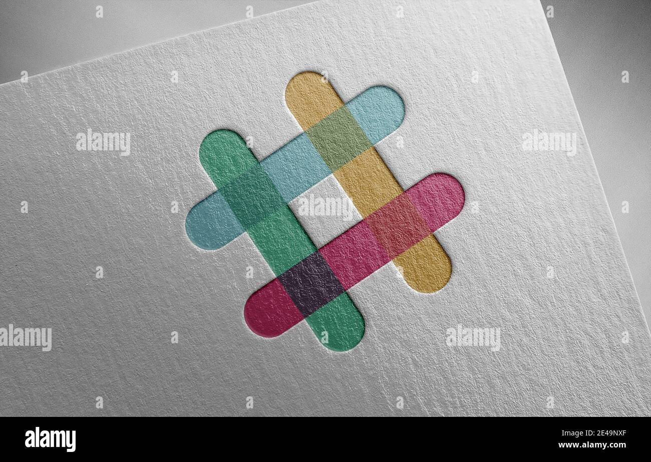 slack logo on paper texture illustration Stock Photo - Alamy
