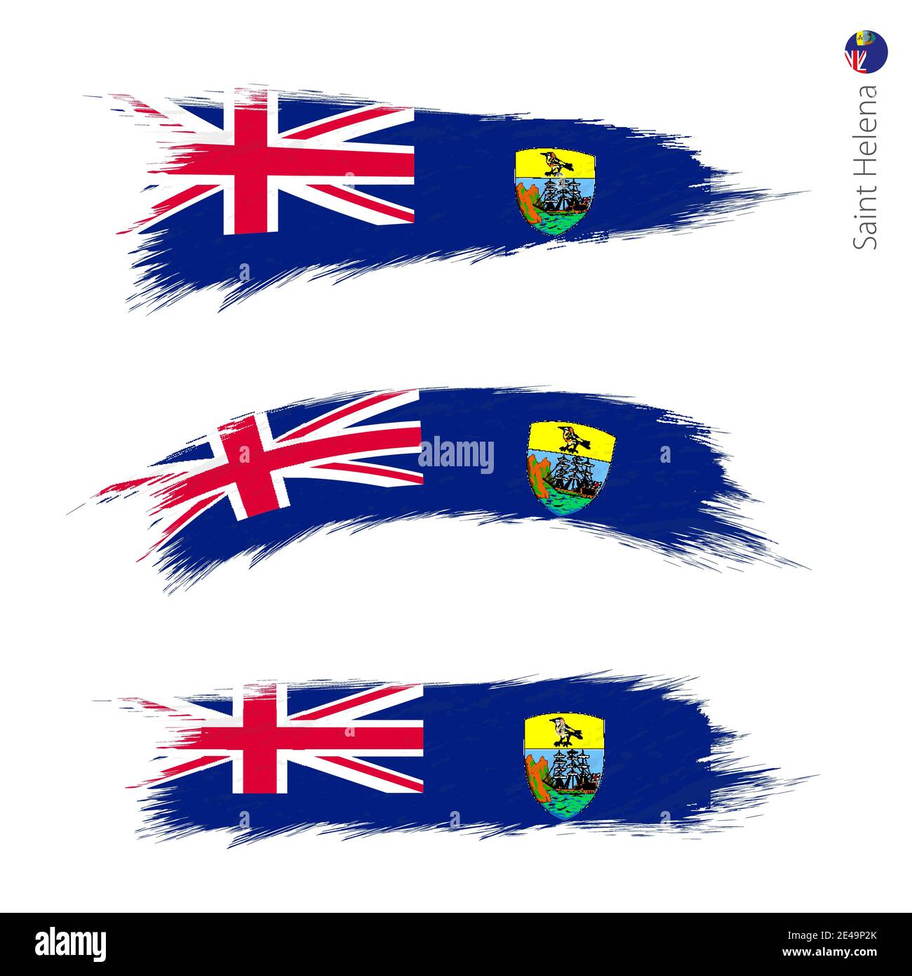 Set of 3 grunge textured flag of Saint Helena, three versions of ...