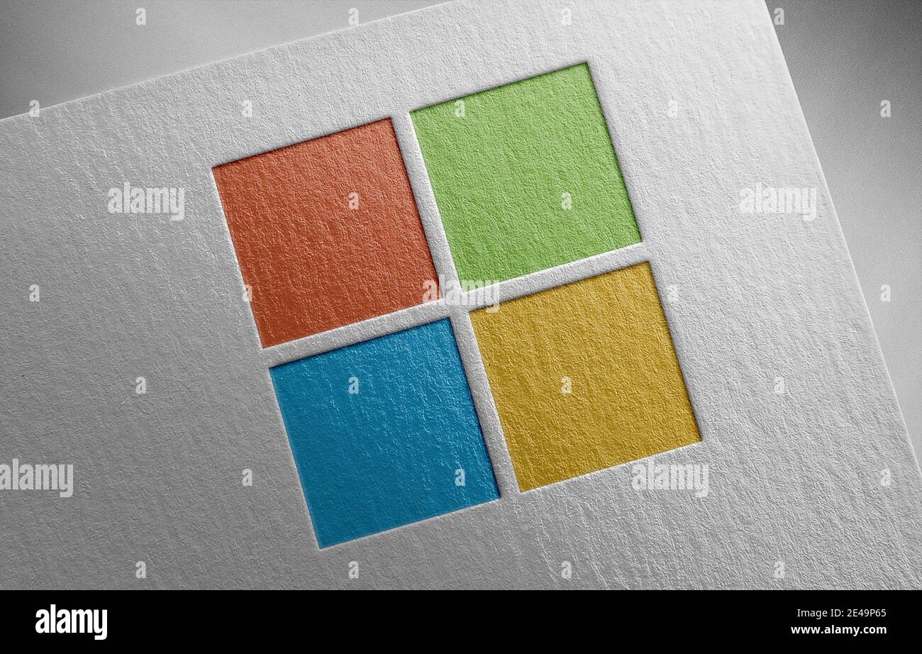 Microsoft logo on paper texture illustration Stock Photo - Alamy