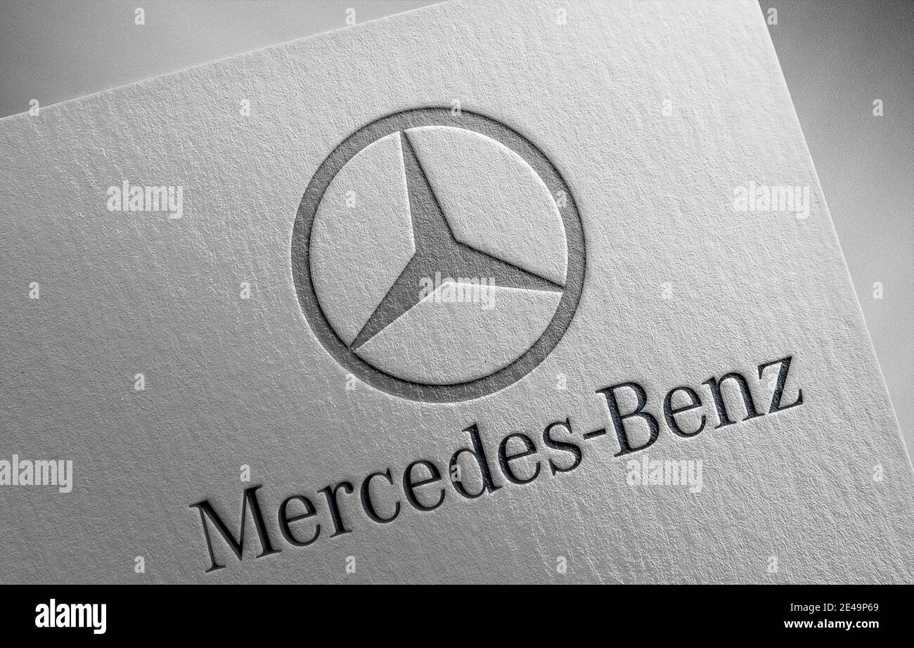 Mercedes benz logo on paper texture Stock Photo - Alamy