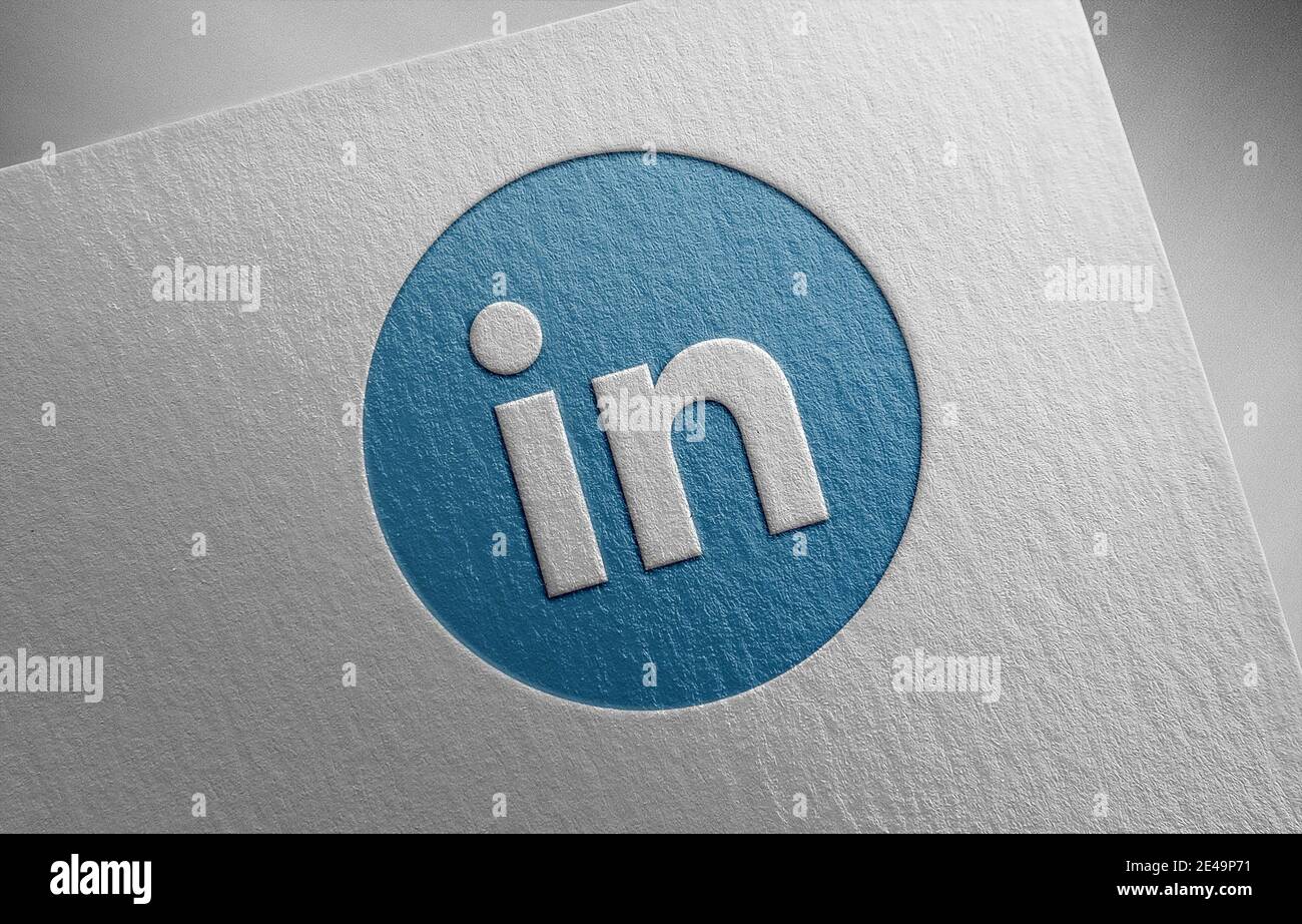 linkedin logo on paper texture illustration Stock Photo - Alamy