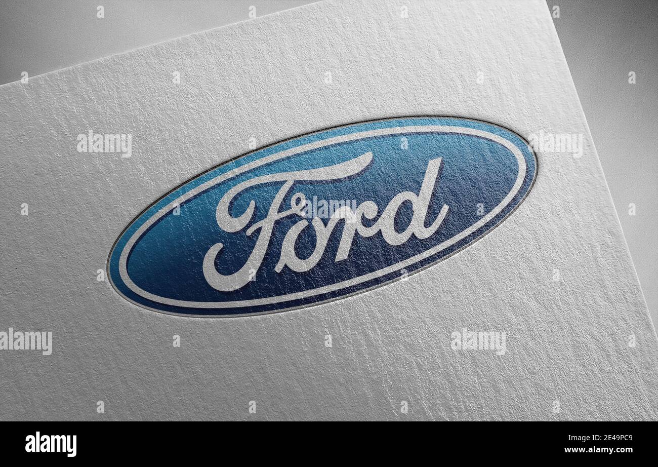 ford logo on paper Stock Photo - Alamy