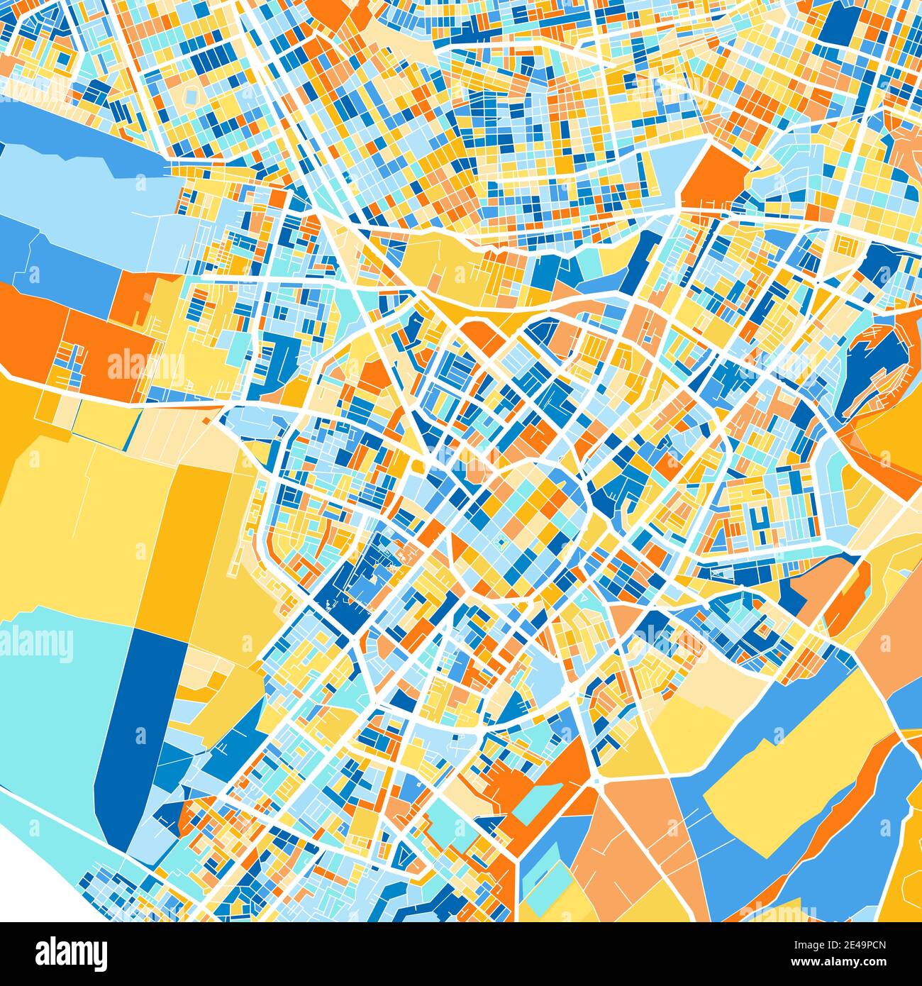 Color art map of Trujillo, Peru, Peru in blues and oranges. The color ...