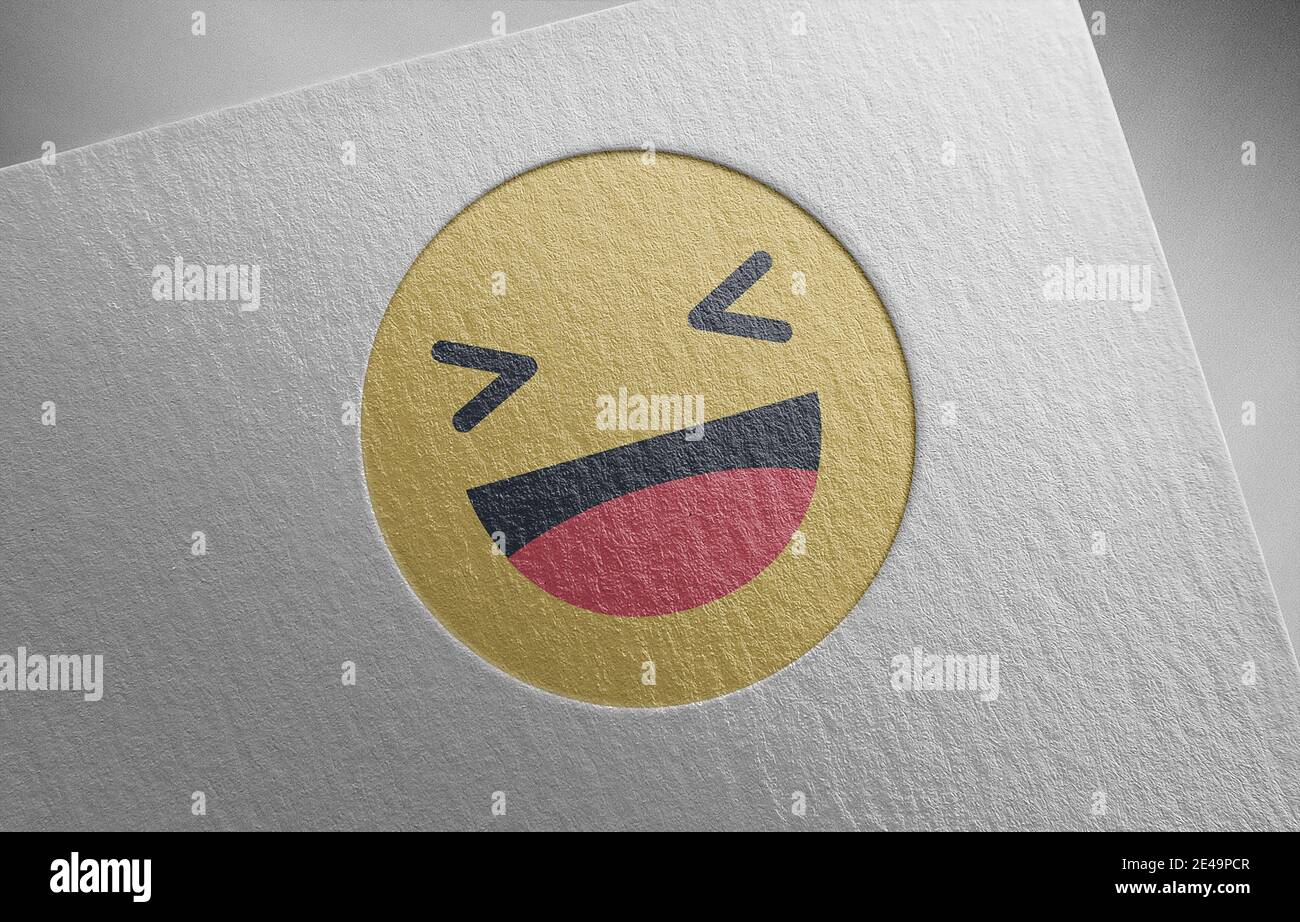 Emoji logo on paper texture illustration Stock Photo - Alamy