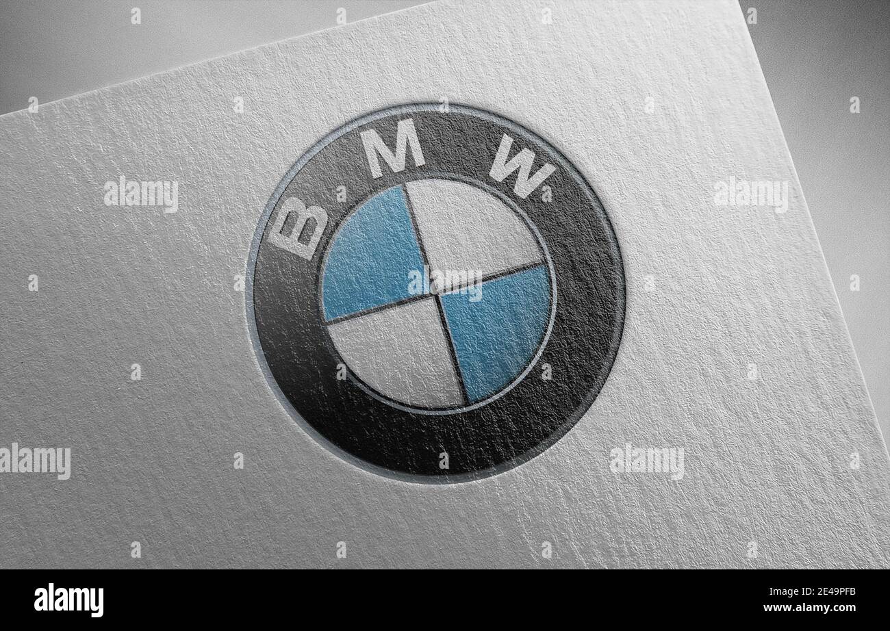 BMW logo on paper texture illustration Stock Photo - Alamy
