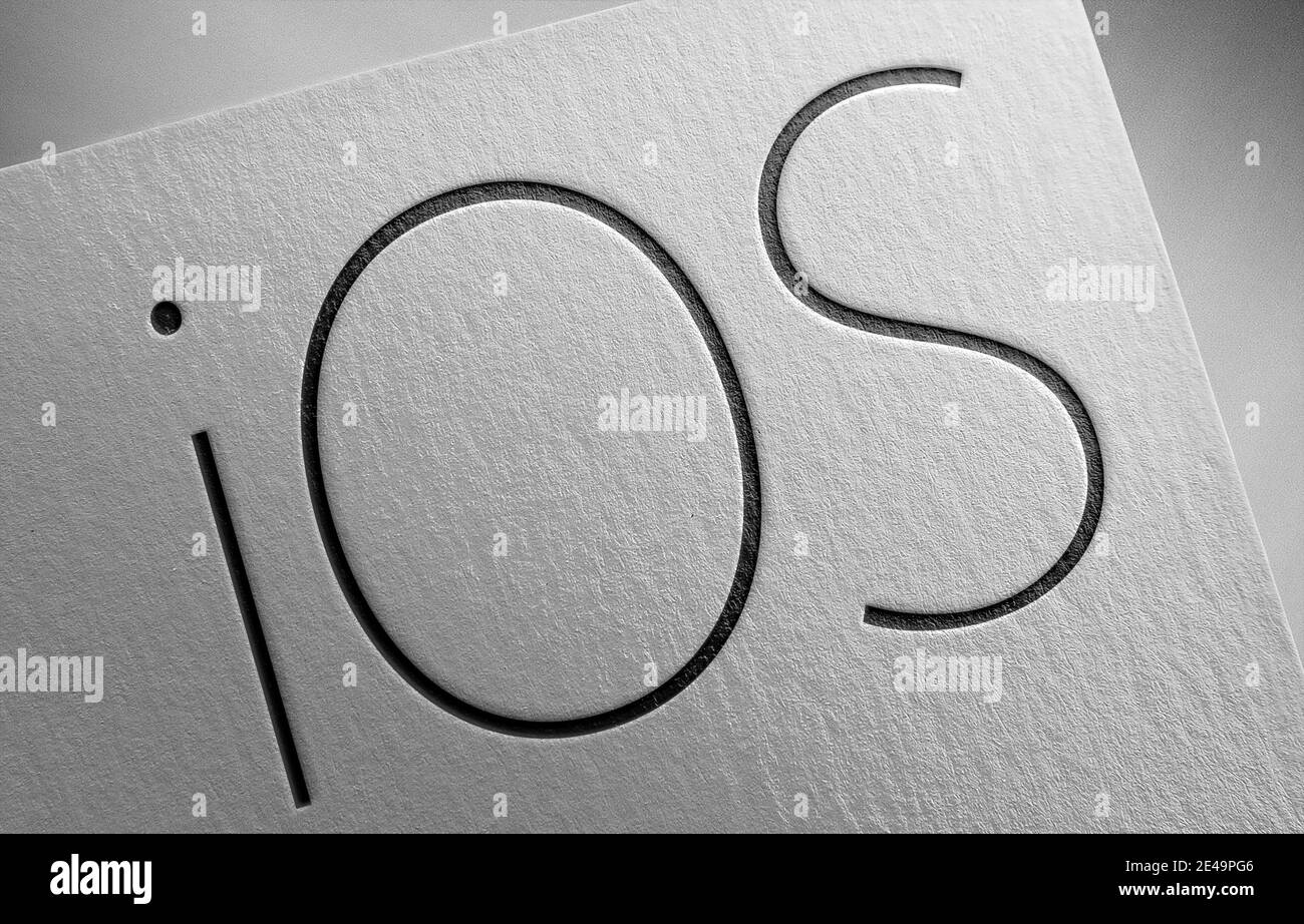 ios logo on paper texture illustration Stock Photo - Alamy