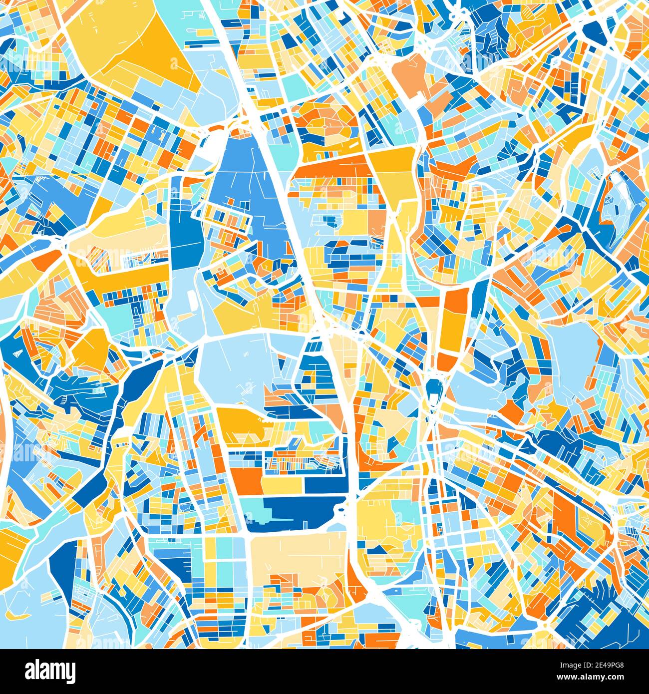 Color art map of SaoBernardodoCampo, Brazil, Brazil in blues and ...