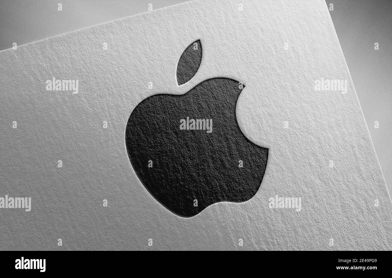 apple logo paper texture illustration Stock Photo - Alamy