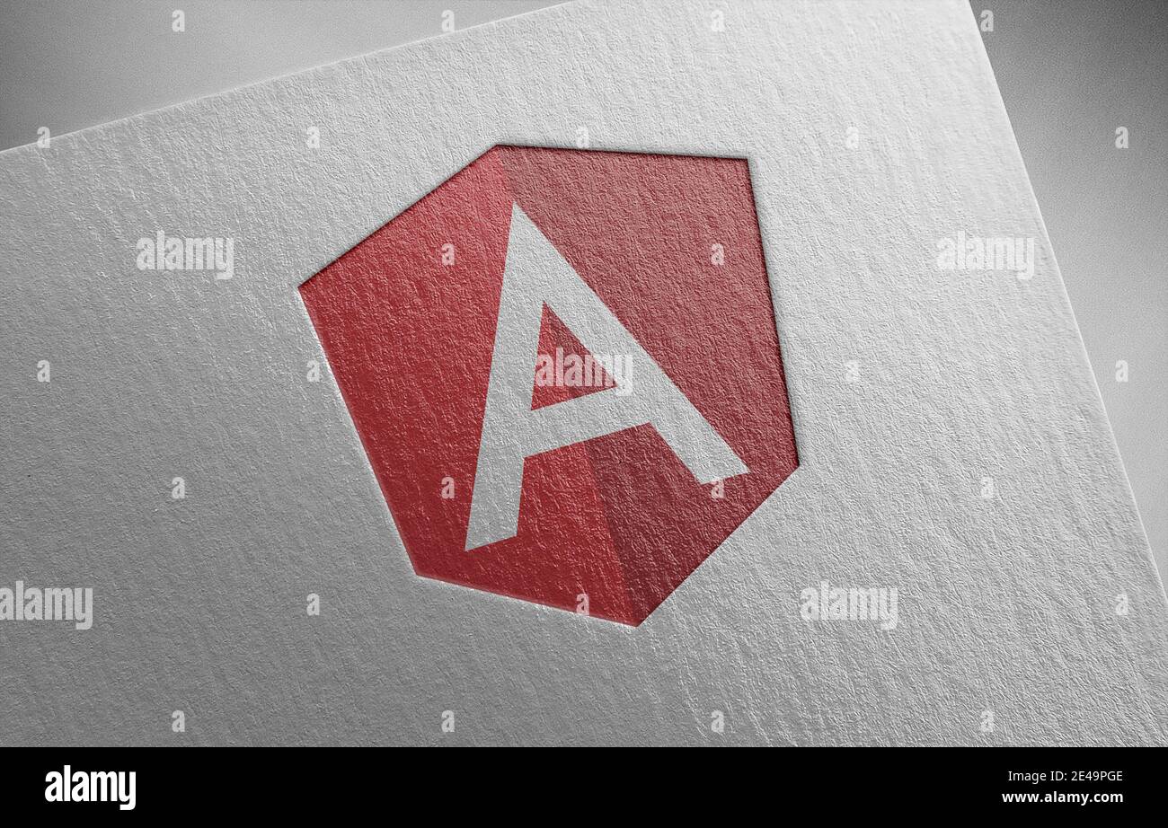 Angular logo on paper texture illustration Stock Photo - Alamy