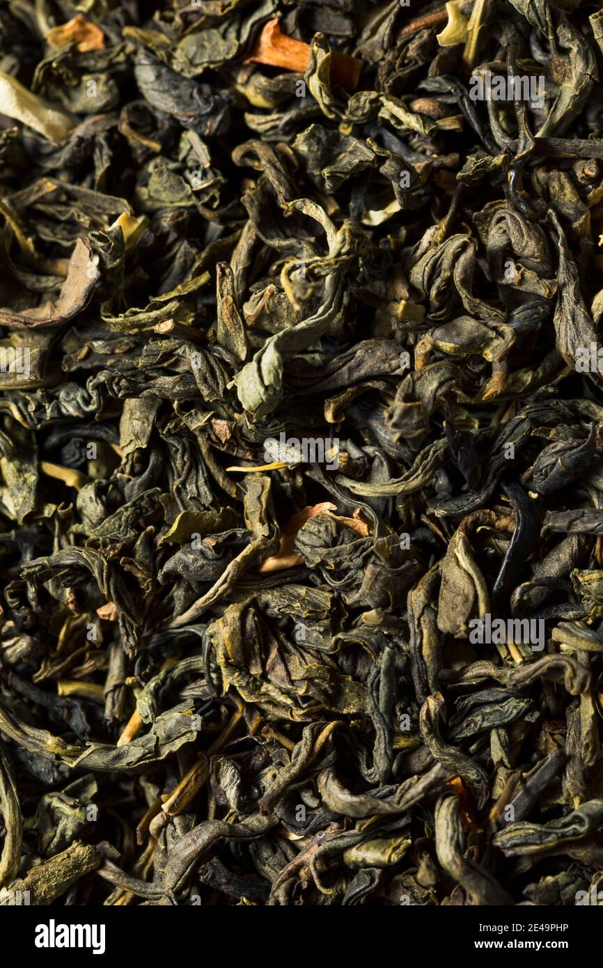 Dry Green Organic Tea Leaves in a Bowl Stock Photo - Alamy