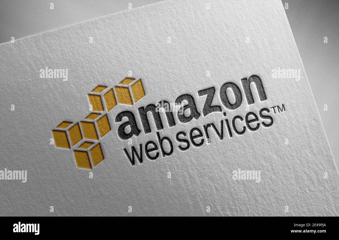 Amazon aws logo on paper texture Stock Photo - Alamy