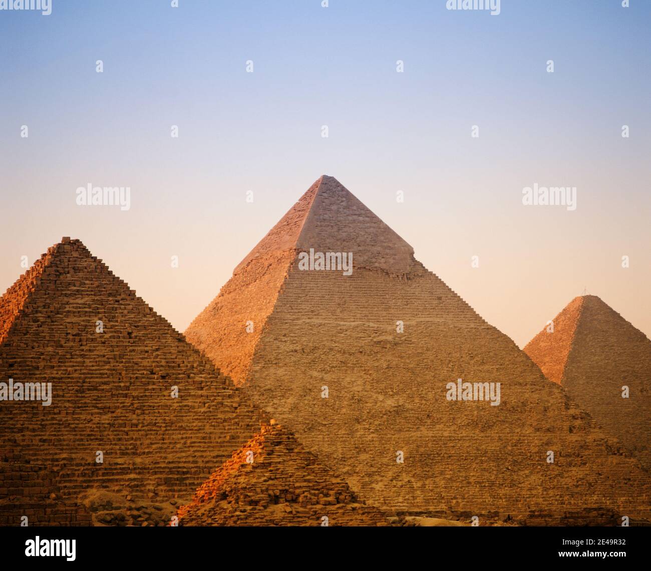 North Africa Egypt Cairo Giza city plateau close up view the Pyramids ...