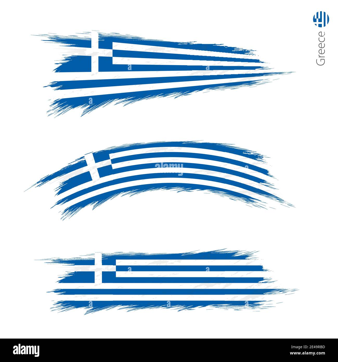 Set of 3 grunge textured flag of Greece, three versions of national ...