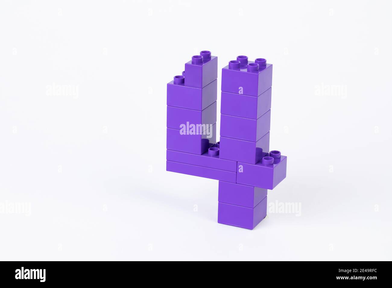 Number 4 made of building toy blocks isolated on white background Stock ...
