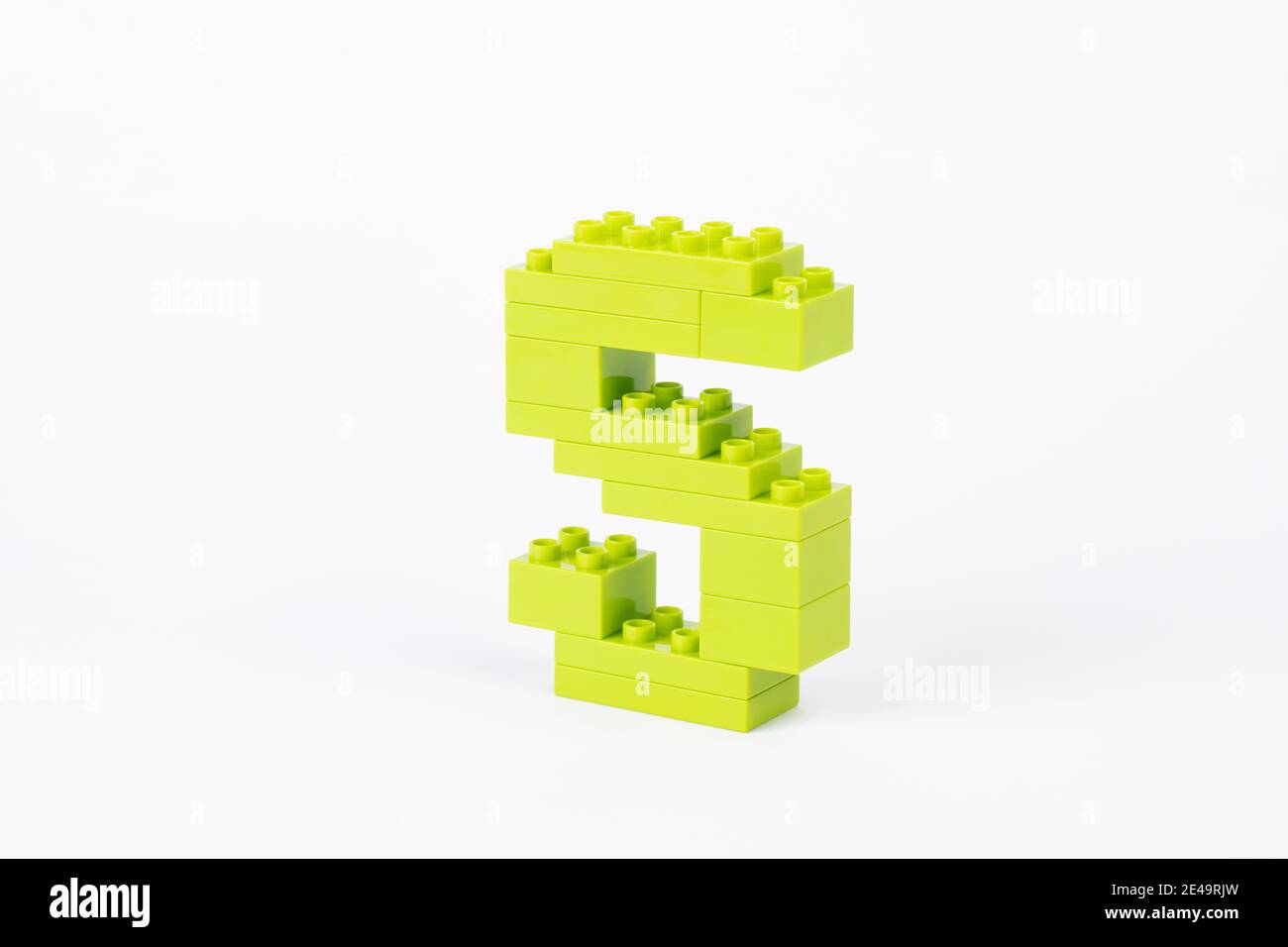 Number 5 made of building toy blocks isolated on white background Stock ...