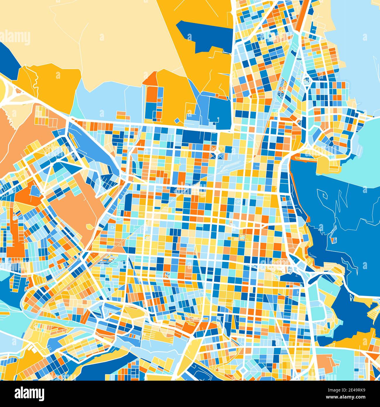 Color art map of Salta, Argentina, Argentina in blues and oranges. The ...