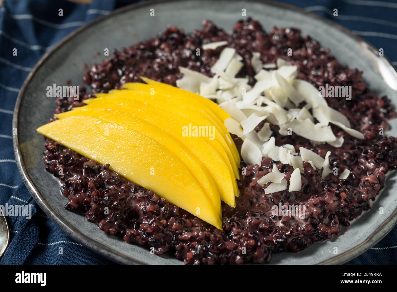 Homemade Purple Mango Sticky Rice with Coconut Milk Stock Photo - Alamy