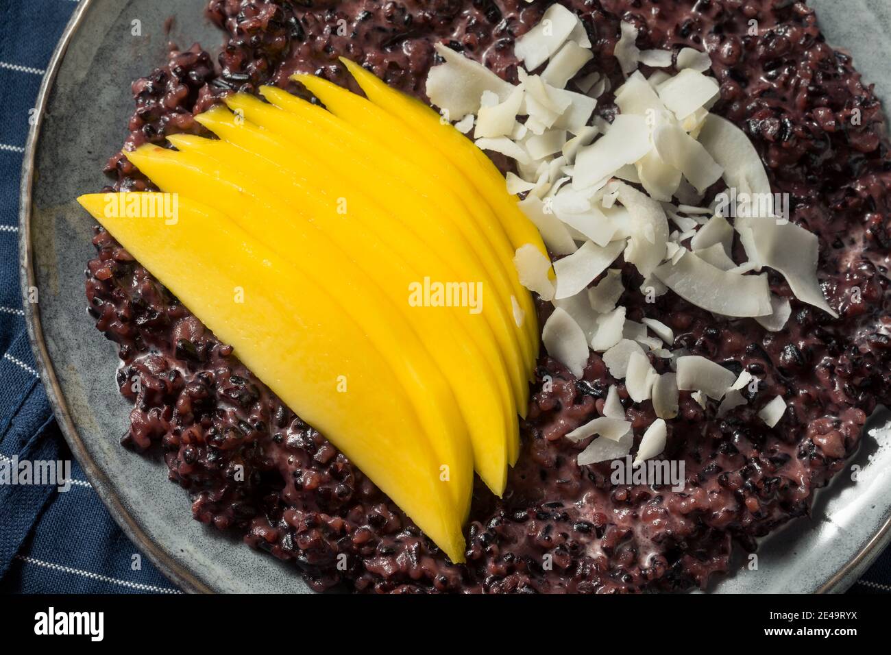 Homemade Purple Mango Sticky Rice with Coconut Milk Stock Photo - Alamy