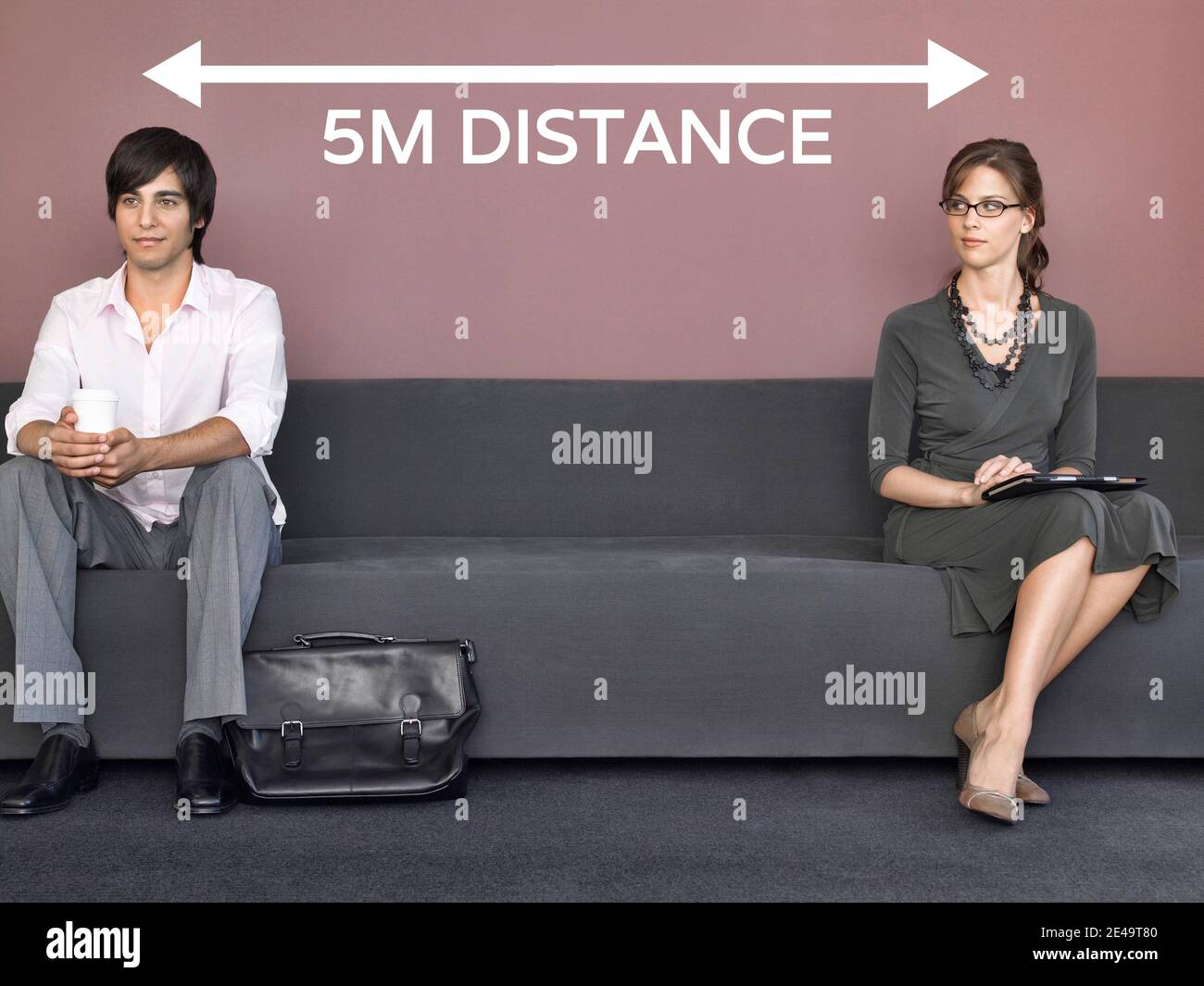 Photo of applicants waiting in couch with 5 meter distance Stock Photo ...