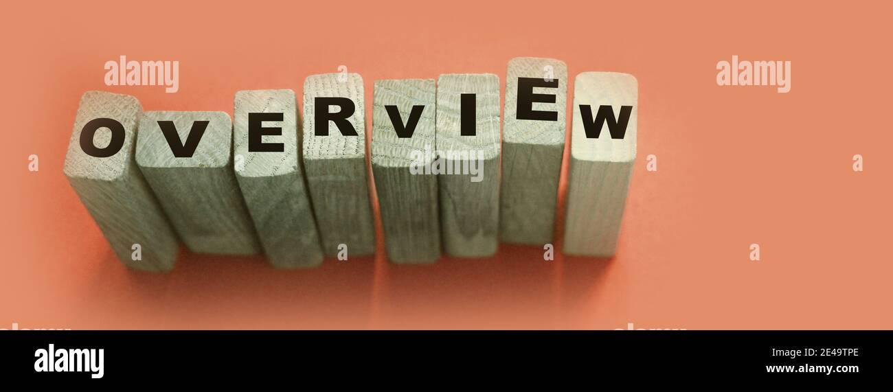 word OVERVIEW on a wooden cubes. Conclusion summary concept. Education ...