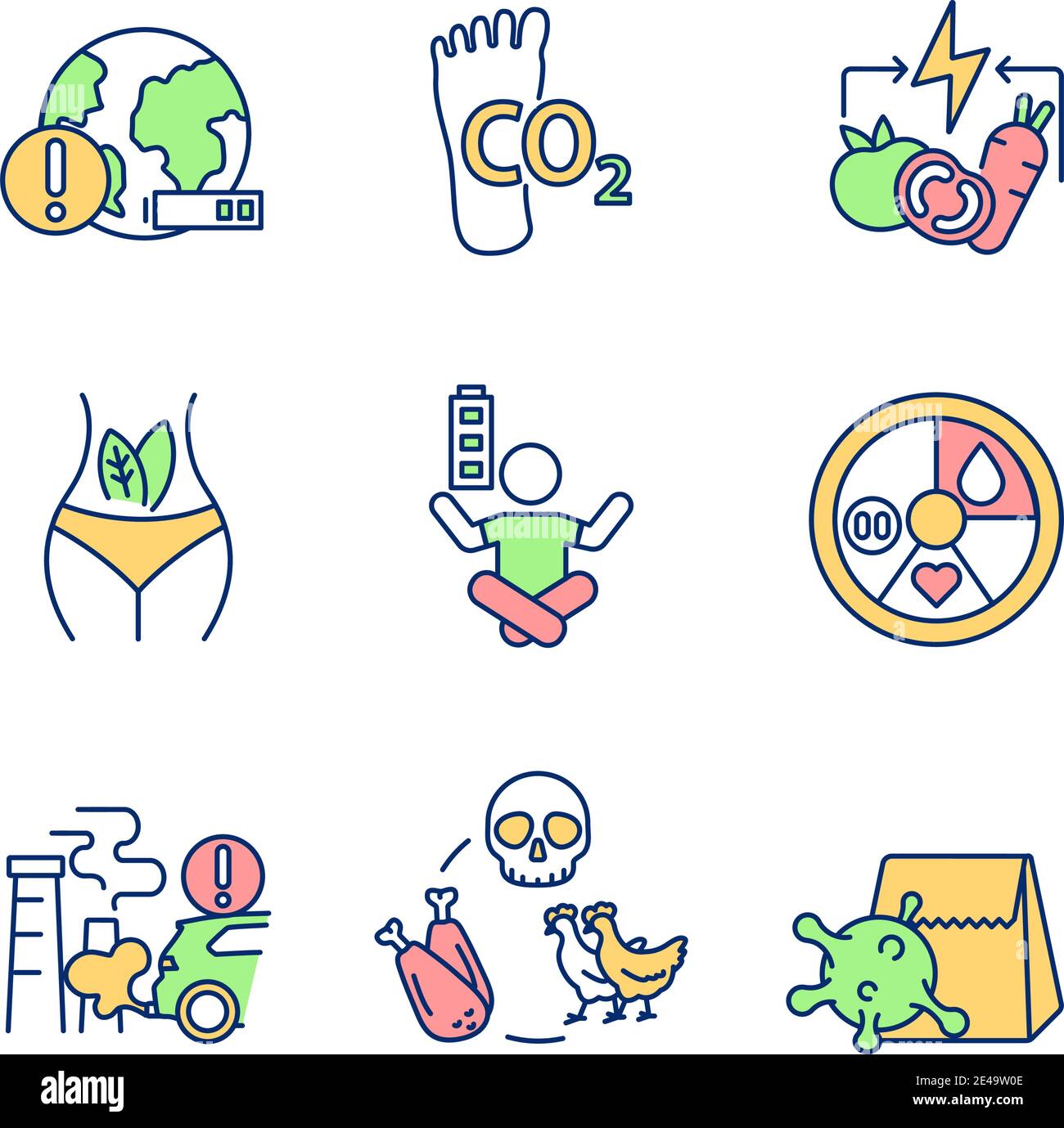 Environmental damage prevention RGB color icons set Stock Vector Image ...