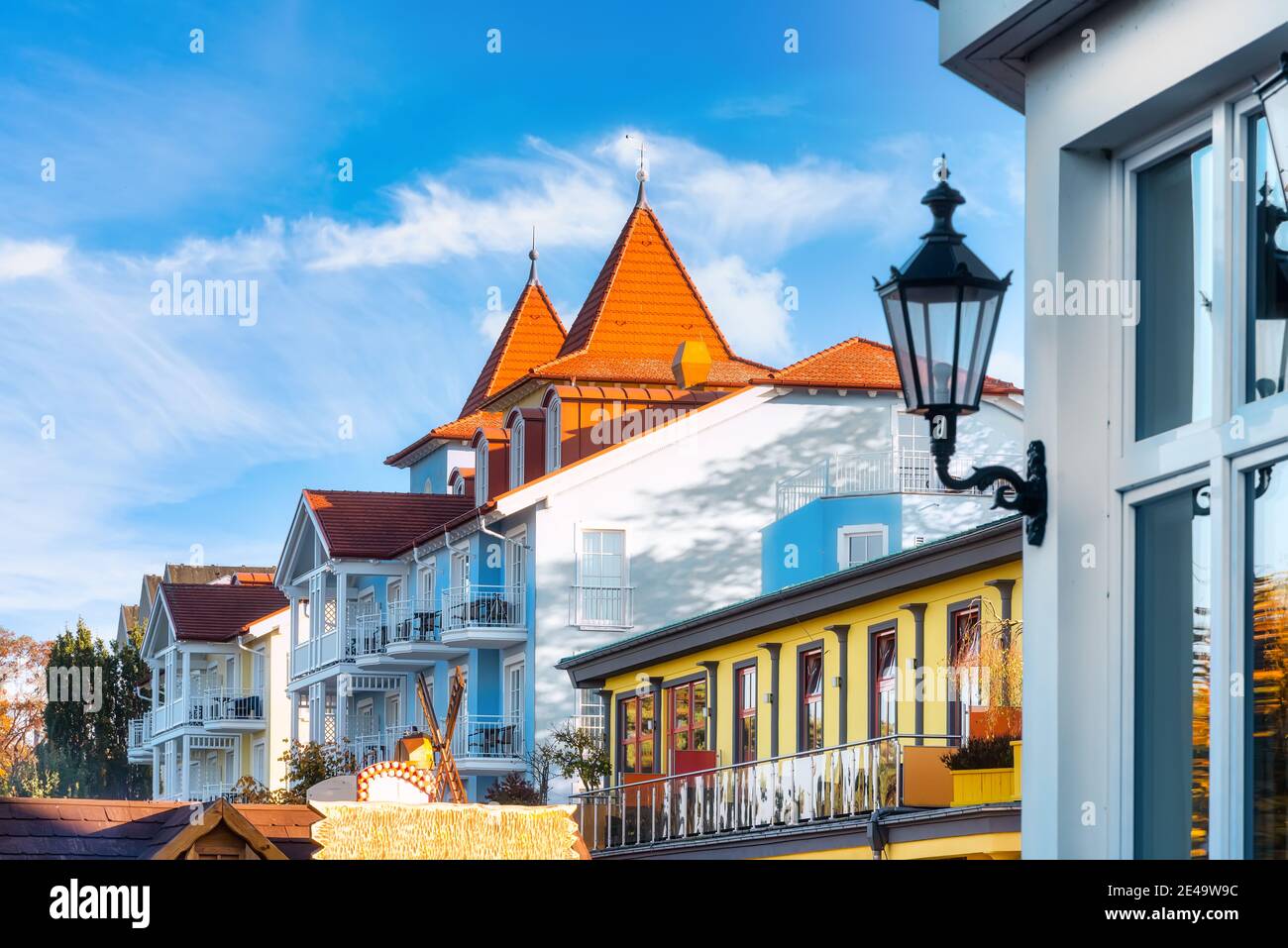Beautiful buildings near the beach of Zinnowitz, Usedom, Germany Stock ...
