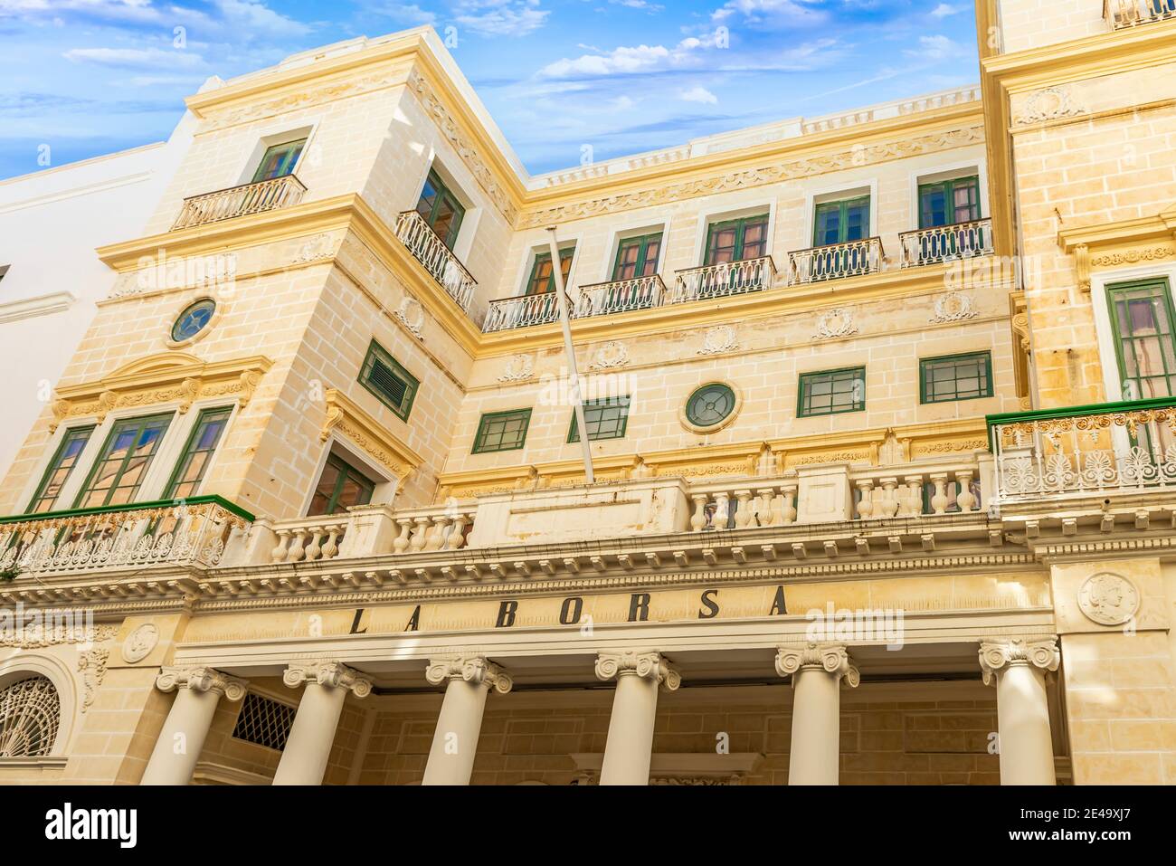 Stock Exchange Palace in Valletta, capital of the island of Malta Stock ...