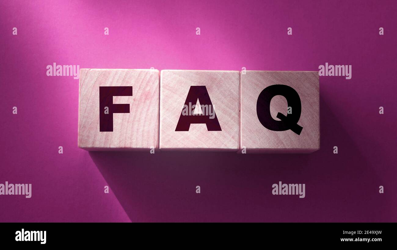 FAQ abbreviation on wooden cubes on red. Frequently Asked Questions ...