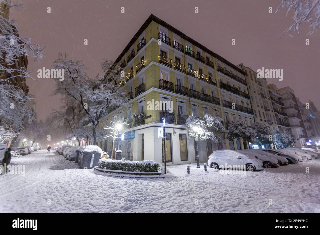 Chamberi, Heavy snowfall due to Storm Filomena, Madrid, Spain Stock ...