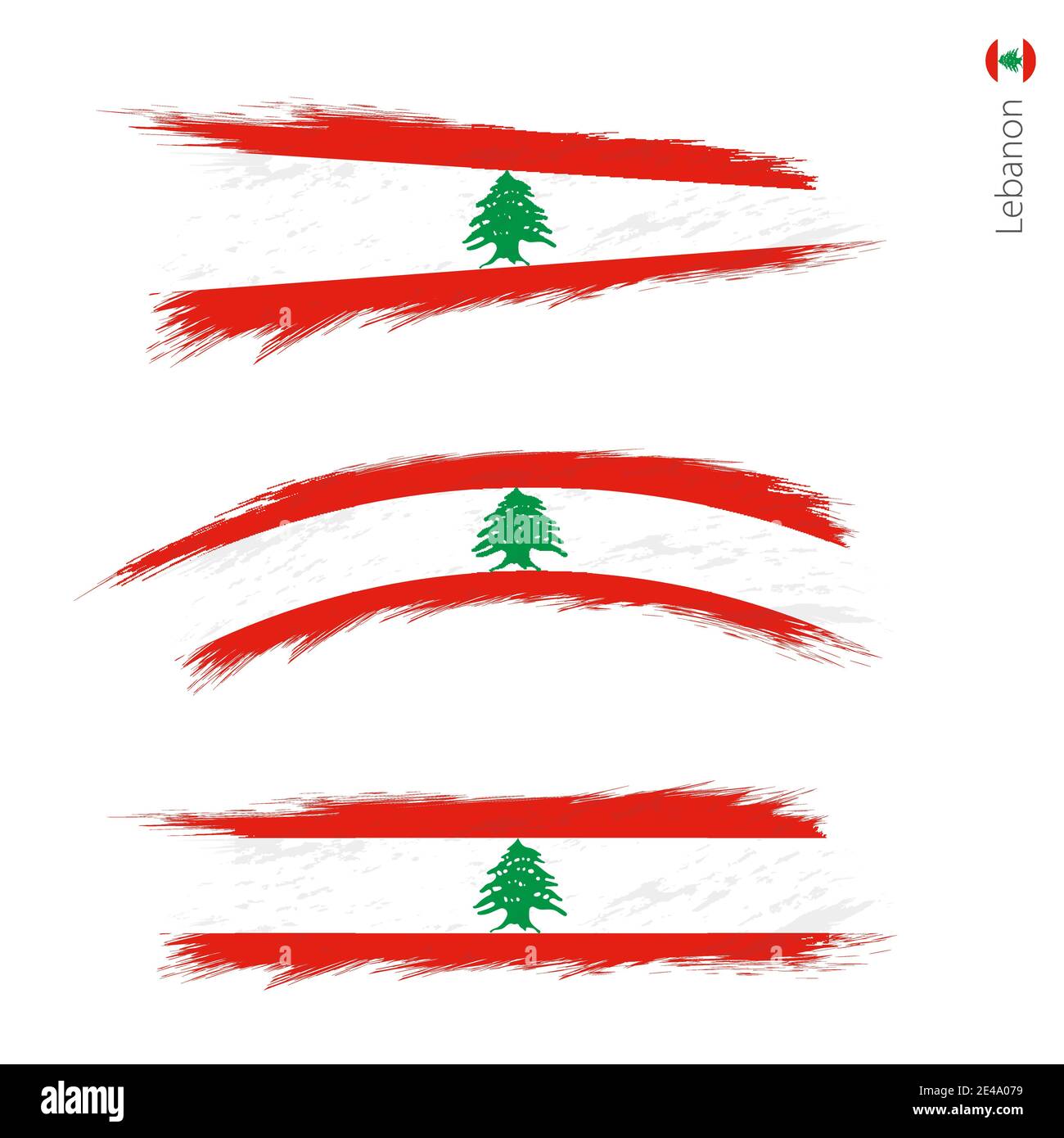 Set of 3 grunge textured flag of Lebanon, three versions of national ...