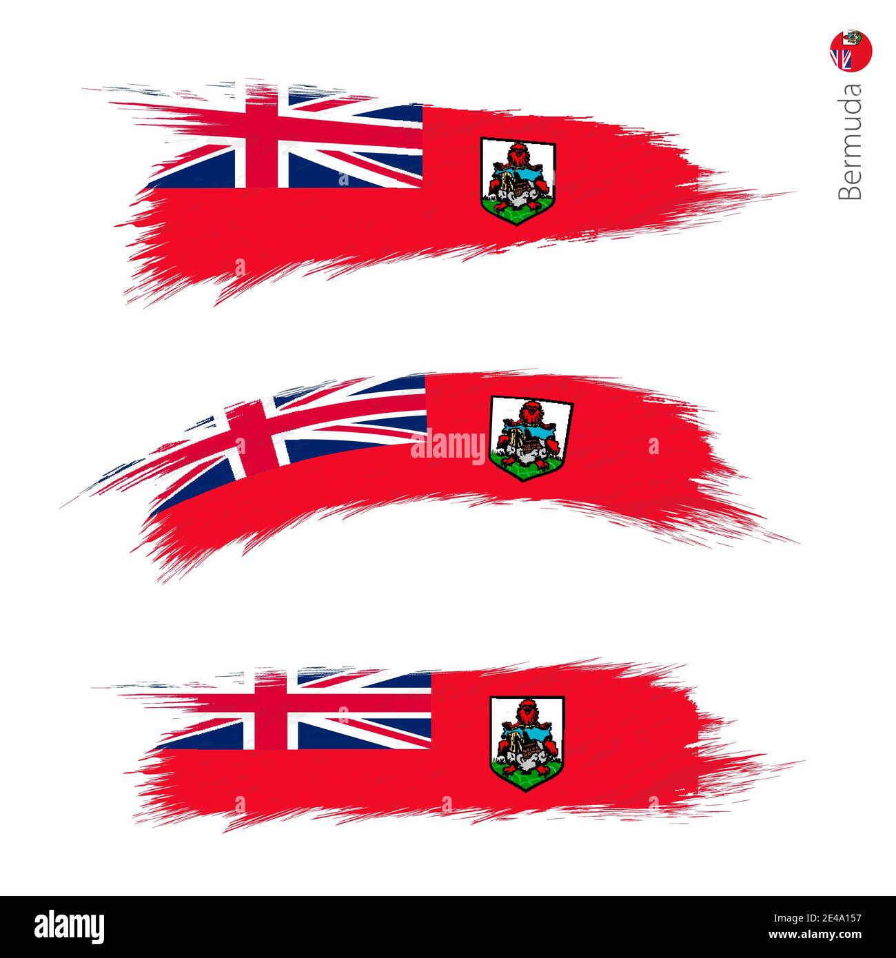 Set of 3 grunge textured flag of Bermuda, three versions of national ...