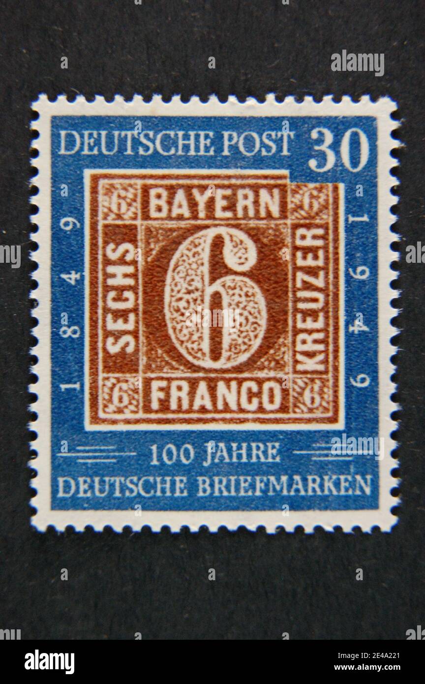 Germany: 0,30DM Stamp on the occasion of 100 years of German stamp 1849 ...