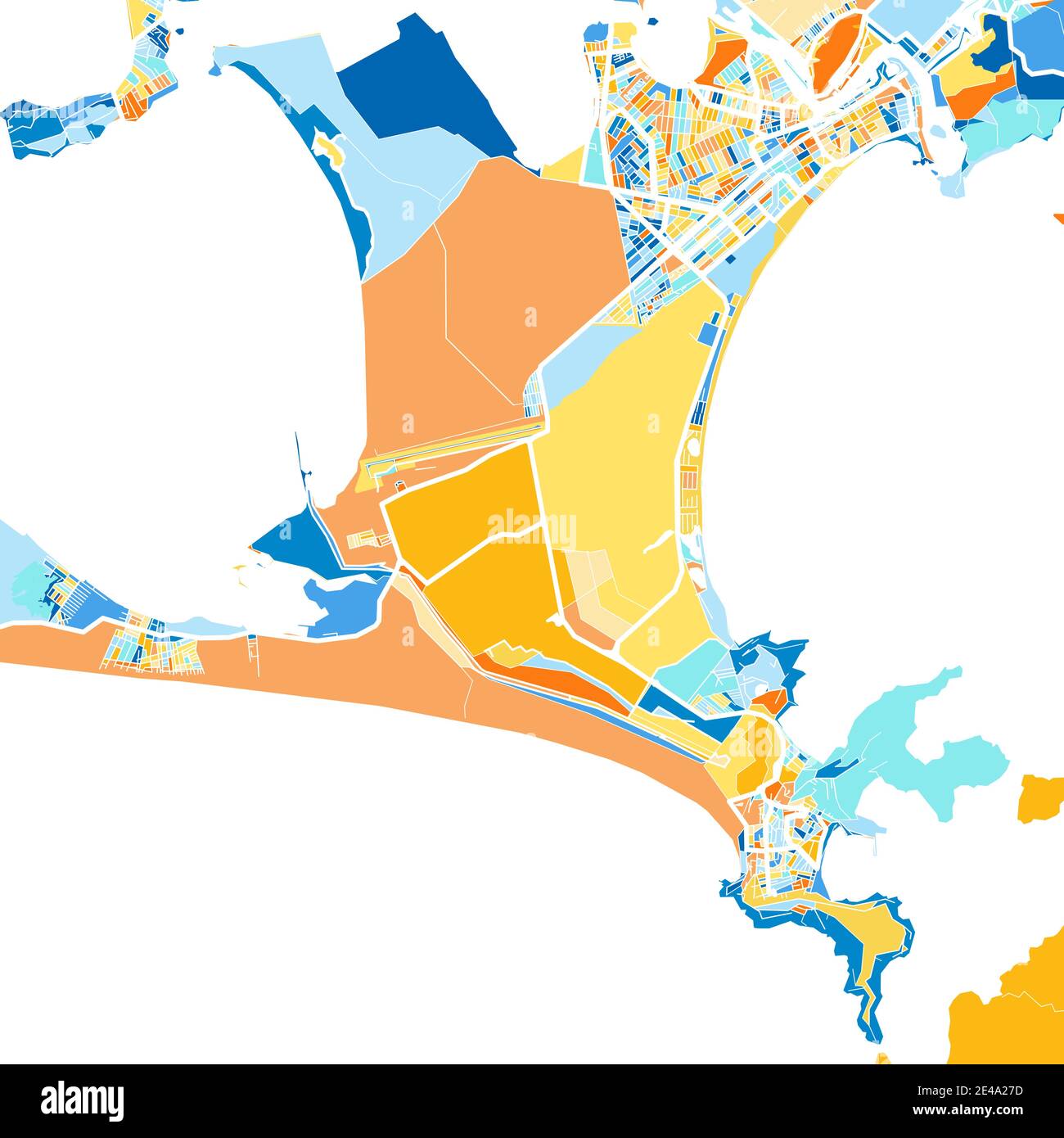 Color art map of Cabo, Brazil, Brazil in blues and oranges. The color ...