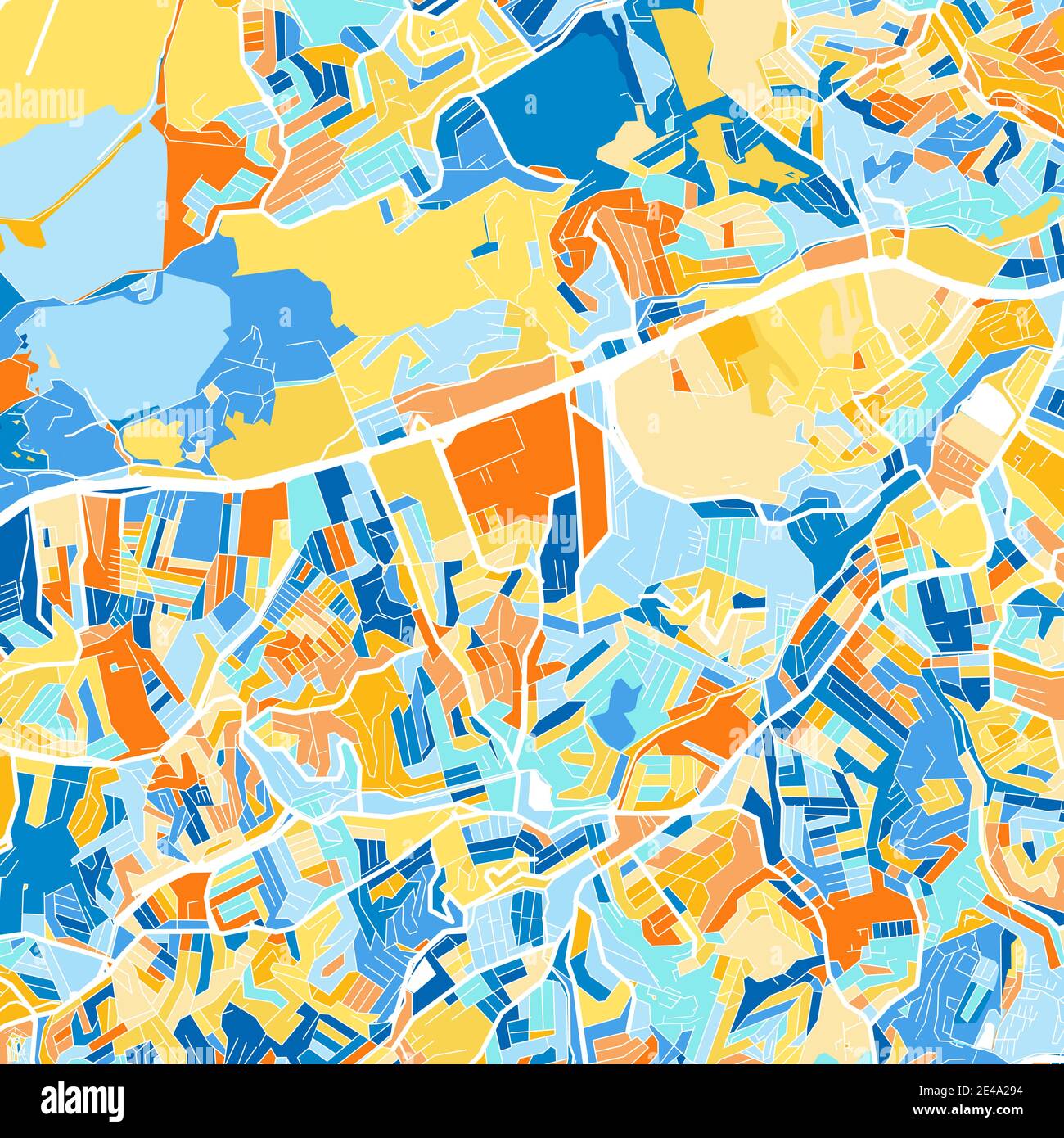 Color art map of TaboaodaSerra, Brazil, Brazil in blues and oranges ...