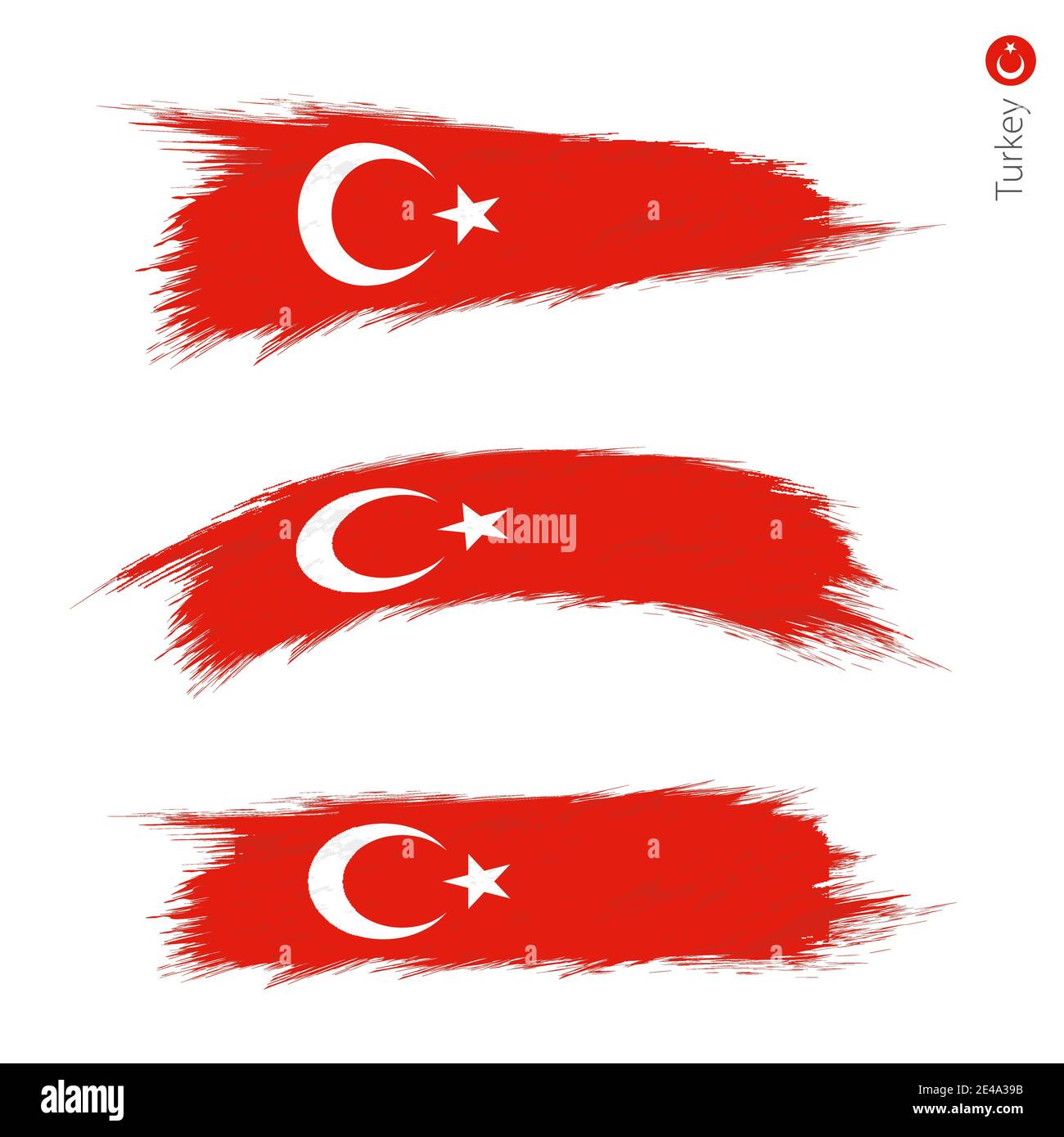 Set of 3 grunge textured flag of Turkey, three versions of national ...