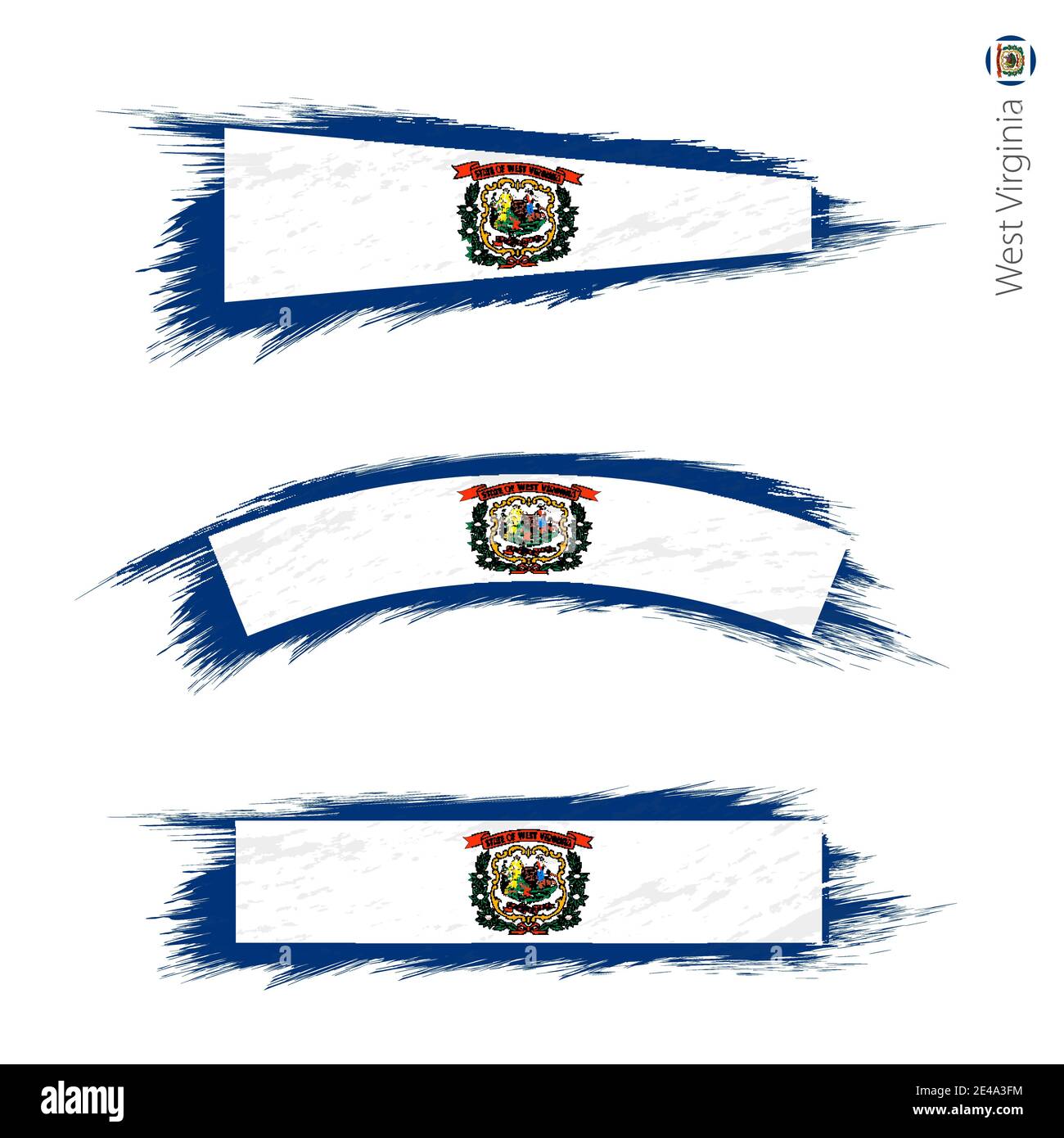 Set of 3 grunge textured flag of US State West Virginia, three versions ...