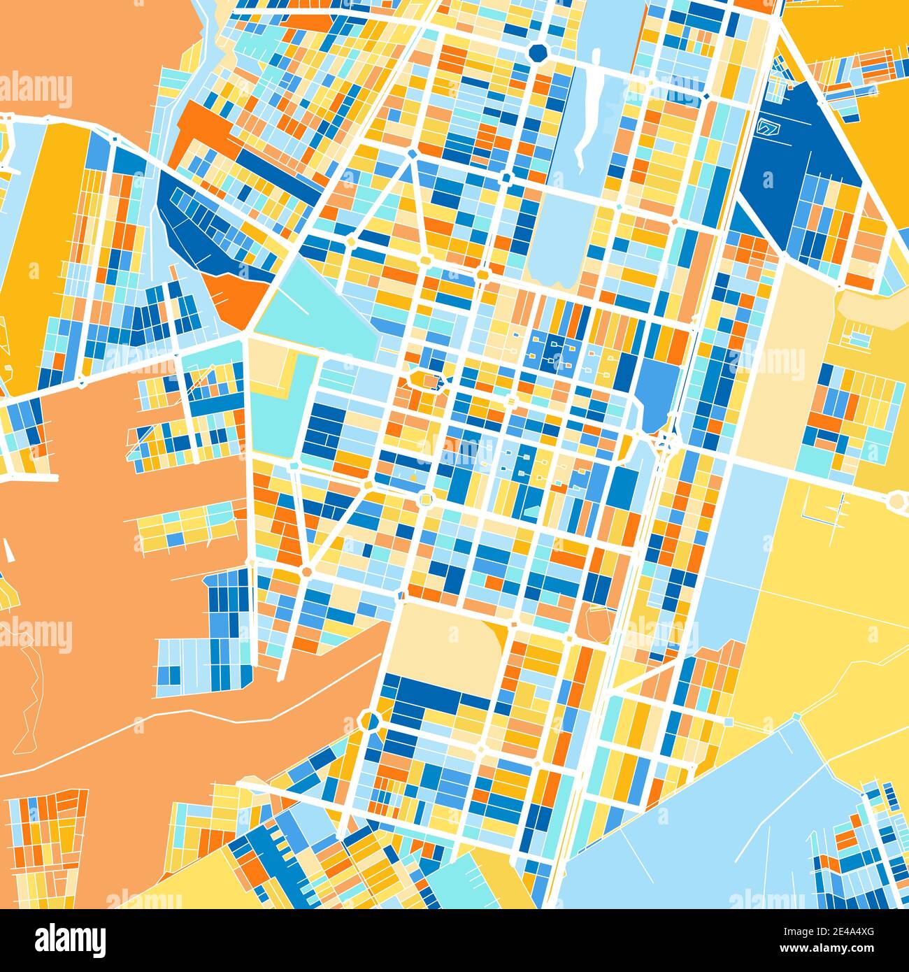 Color art map of Sinop, Brazil, Brazil in blues and oranges. The color ...