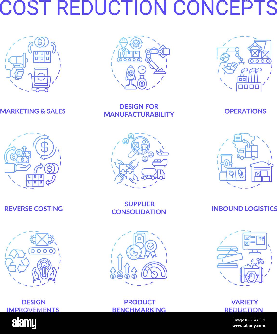 Cost reduction concept icons set Stock Vector Image & Art - Alamy