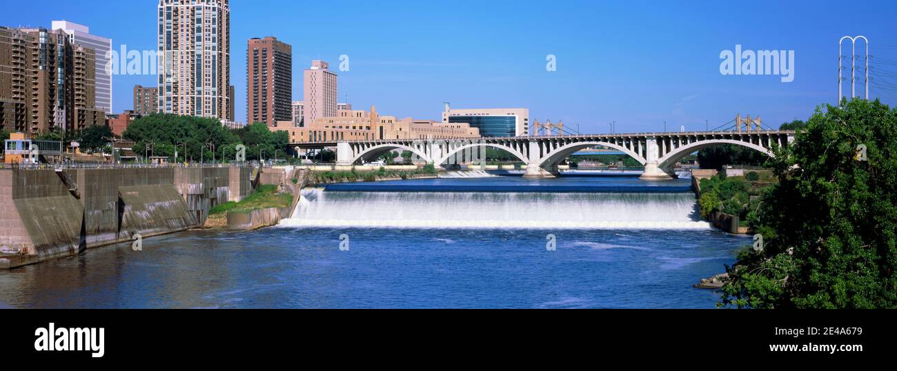 Dam over a river, Upper St. Anthony Falls Lock And Dam, Mississippi ...