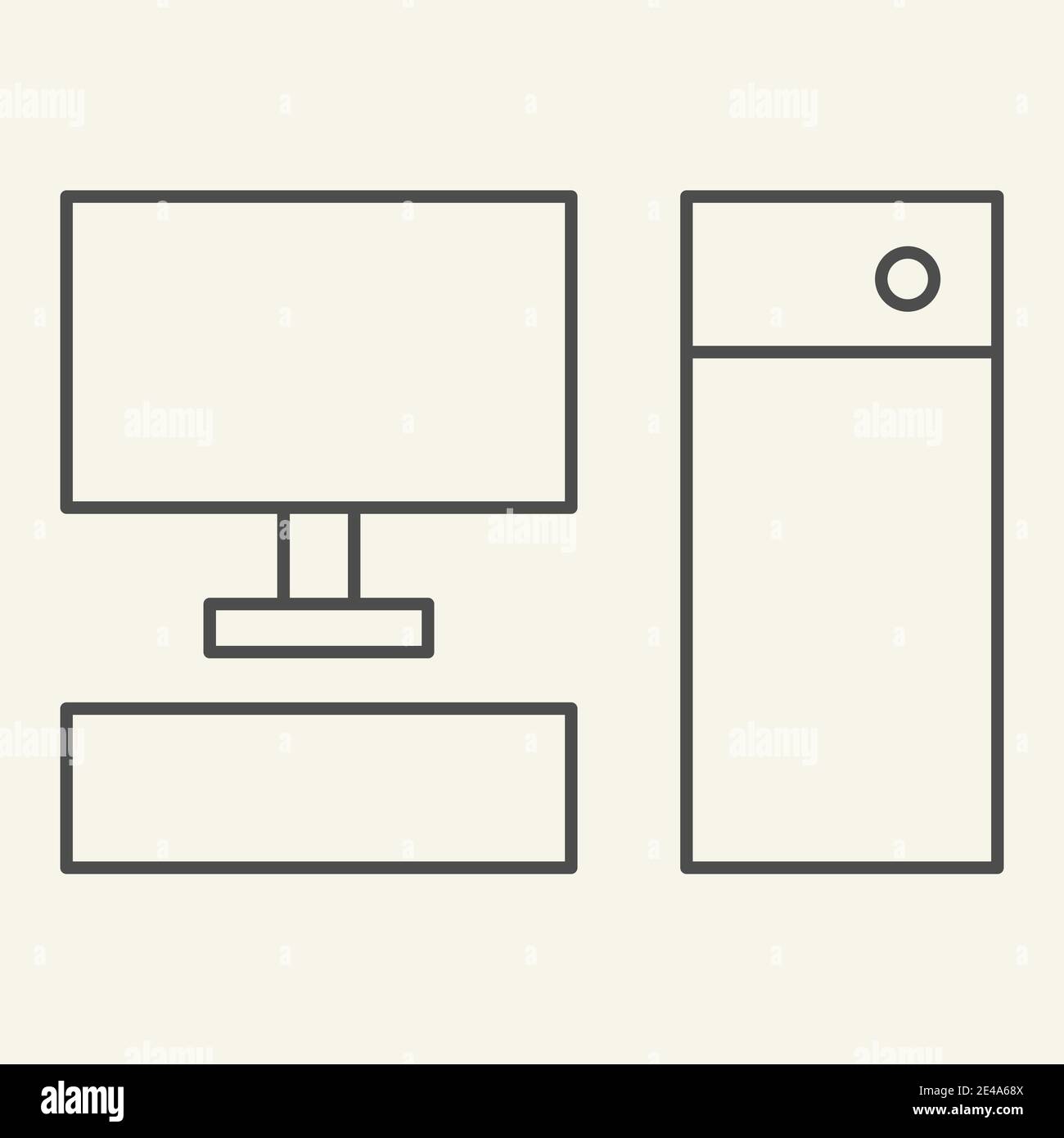 Computer thin line icon. Pc vector illustration isolated on white ...