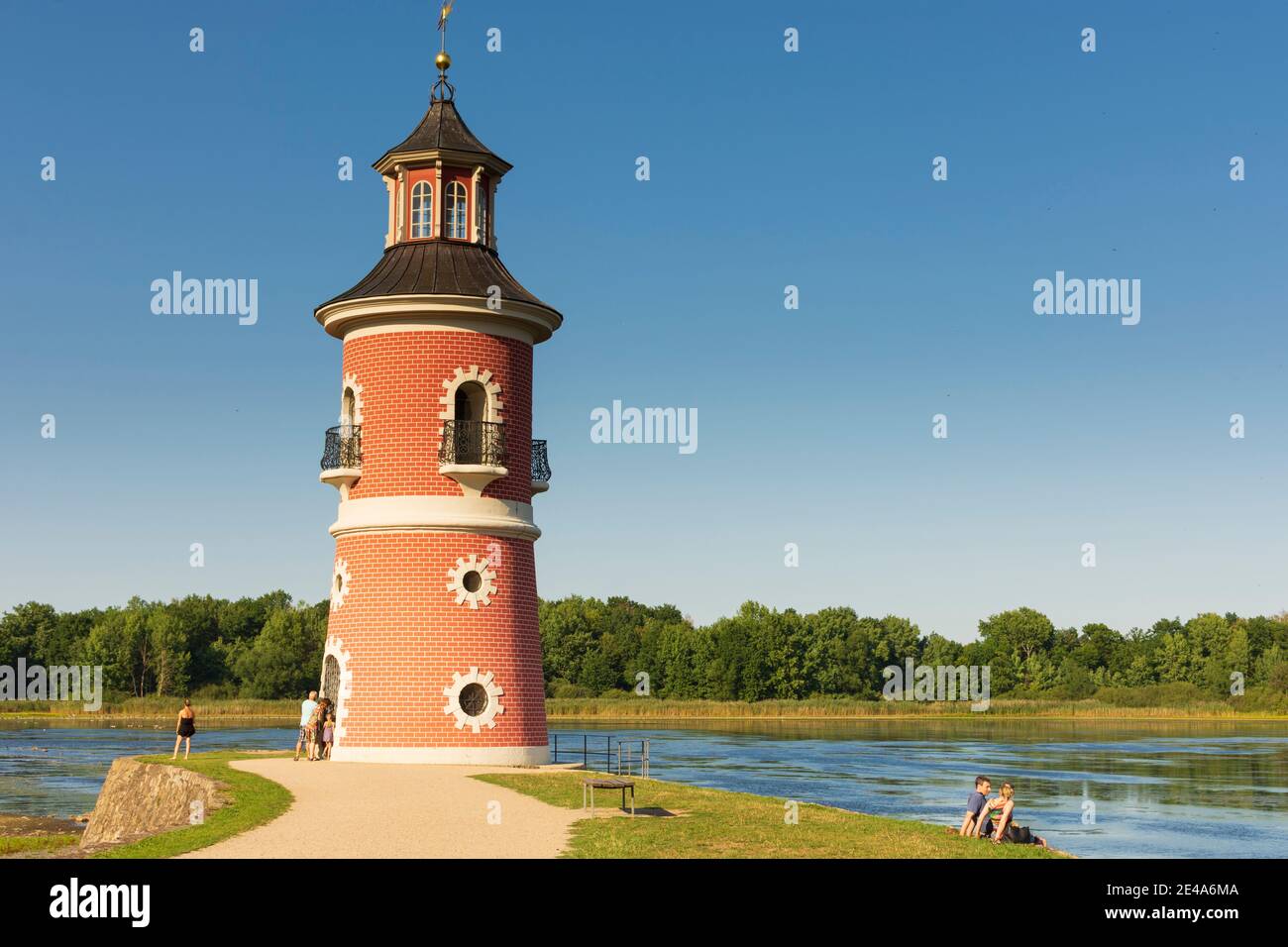 Folly lighthouse at pond niederer grossteich hi-res stock photography ...