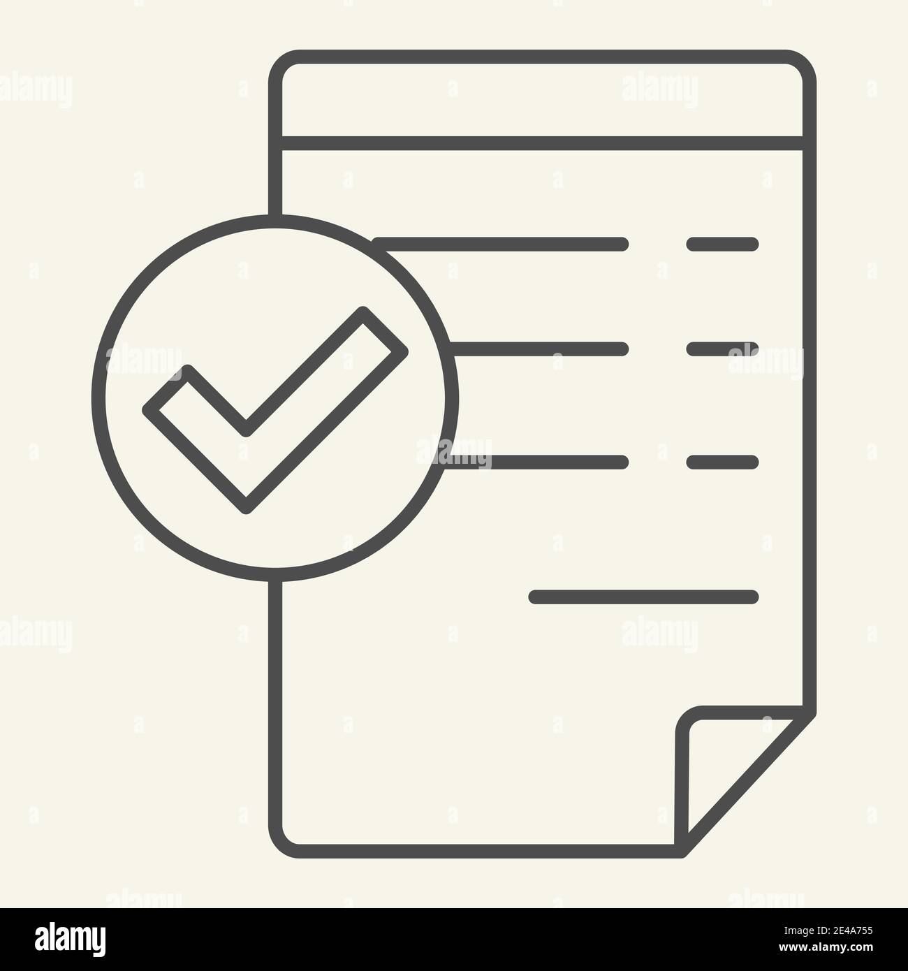 Accepted document thin line icon. Valid document vector illustration ...