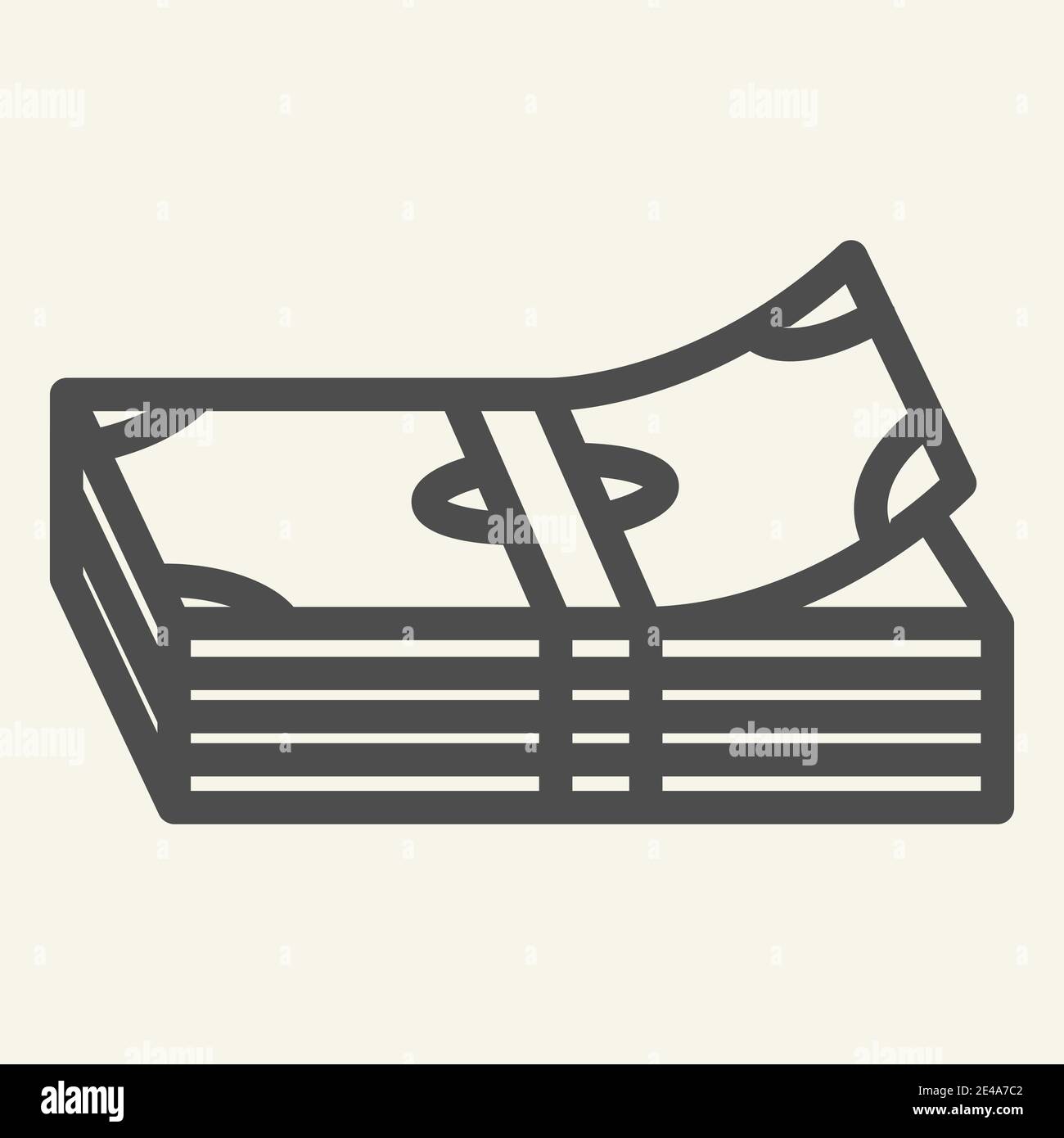 Money stack line icon. Banknotes vector illustration isolated on white ...