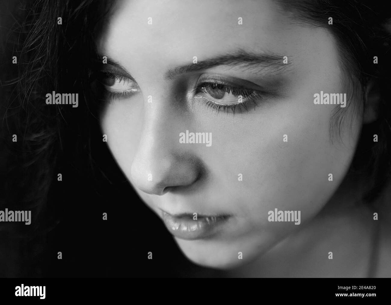 Woman with sad look Black and White Stock Photos & Images - Alamy