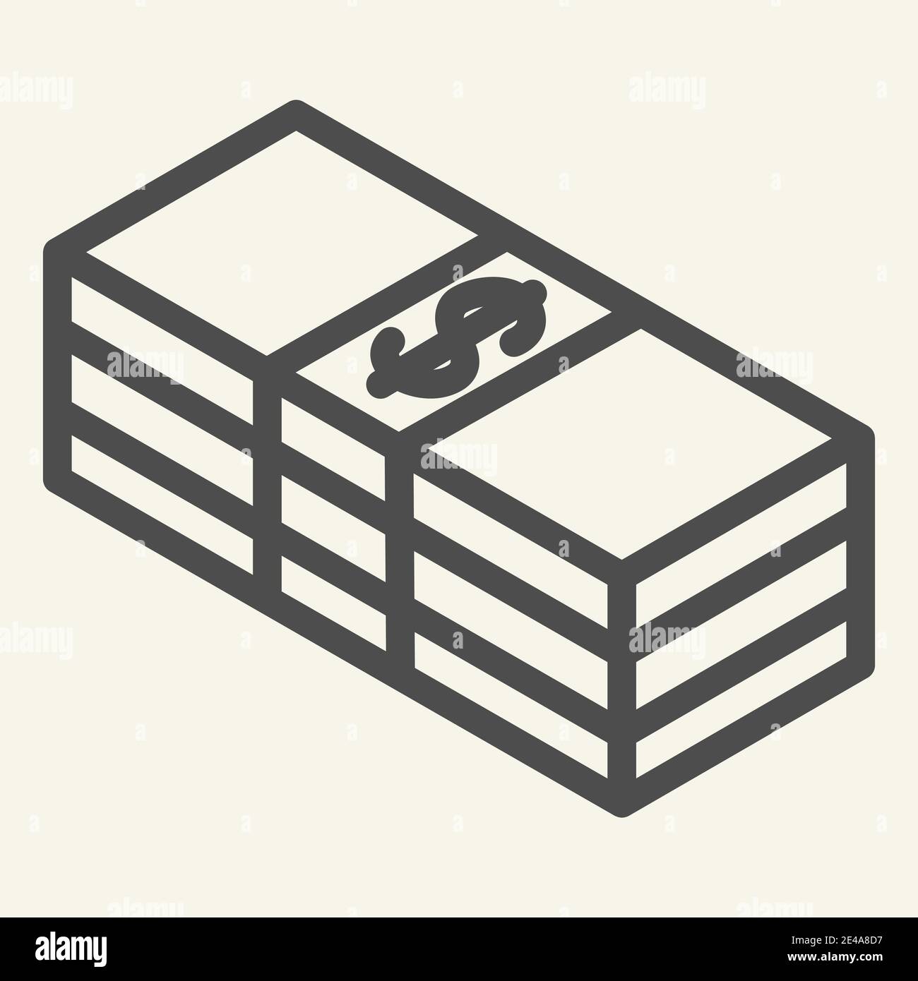 Packed dollars line icon. Bundle of money vector illustration isolated ...