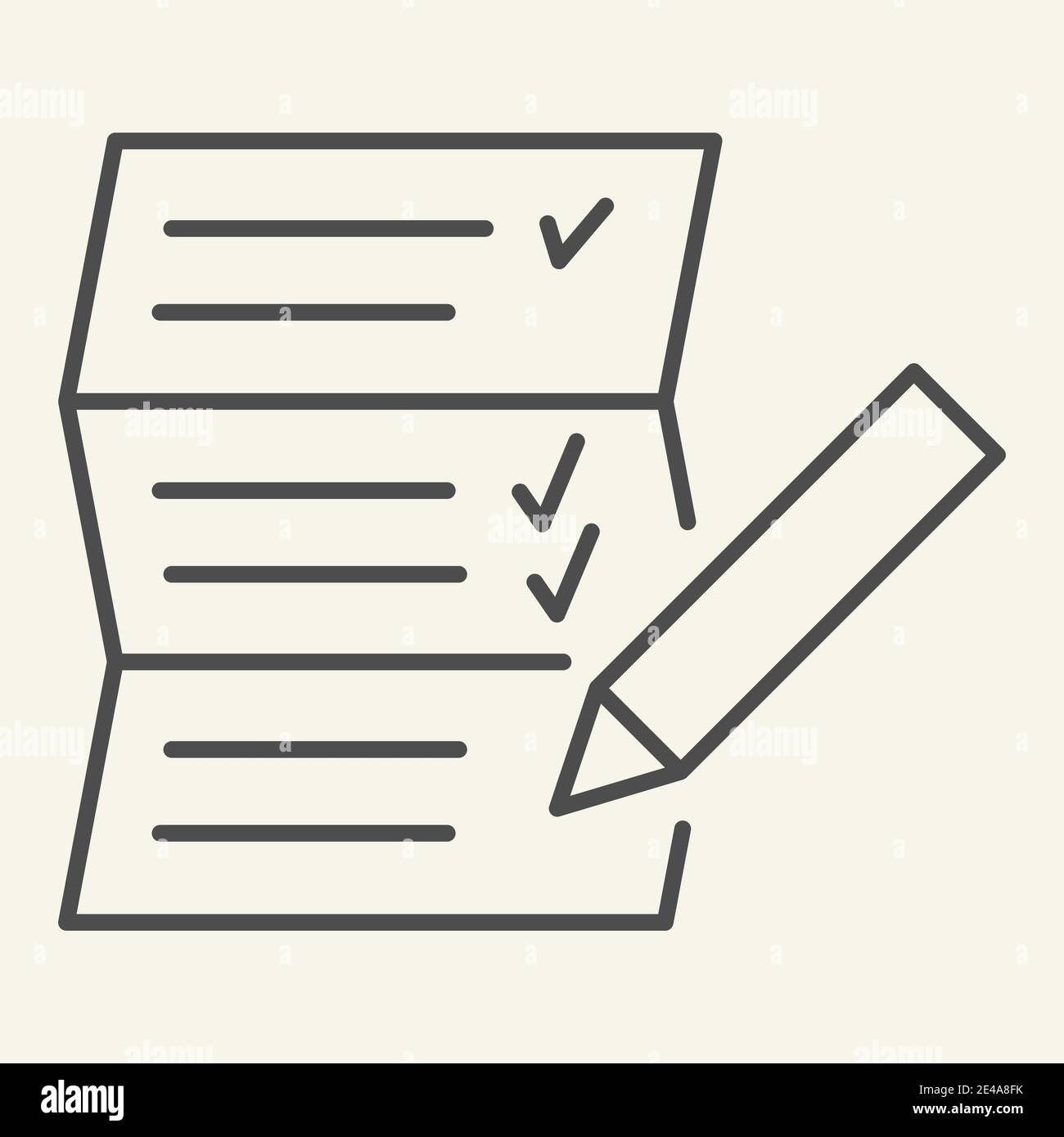 Sheet with pen thin line icon. List vector illustration isolated on ...