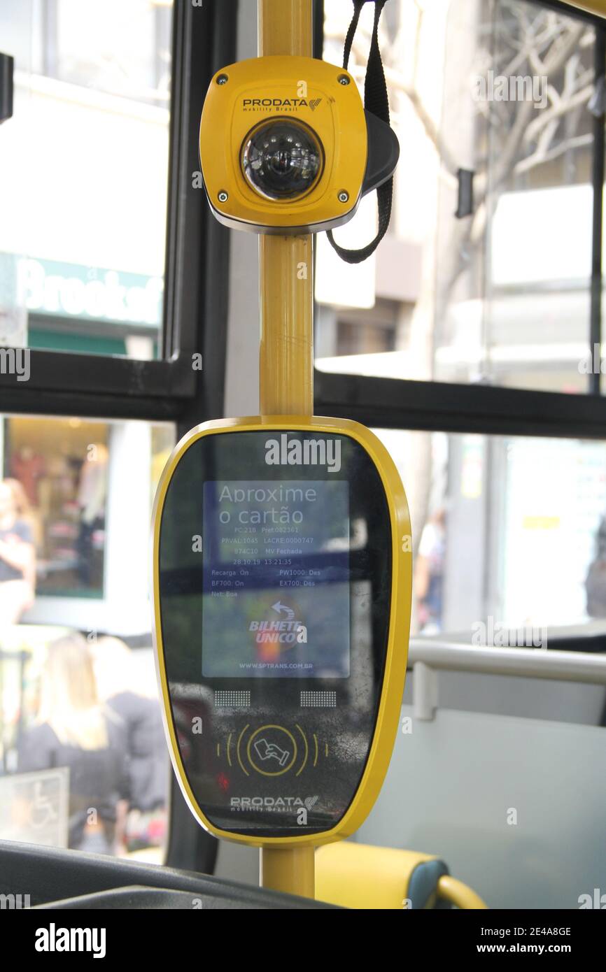 Bus card machine, São Paulo, Brazil Stock Photo - Alamy